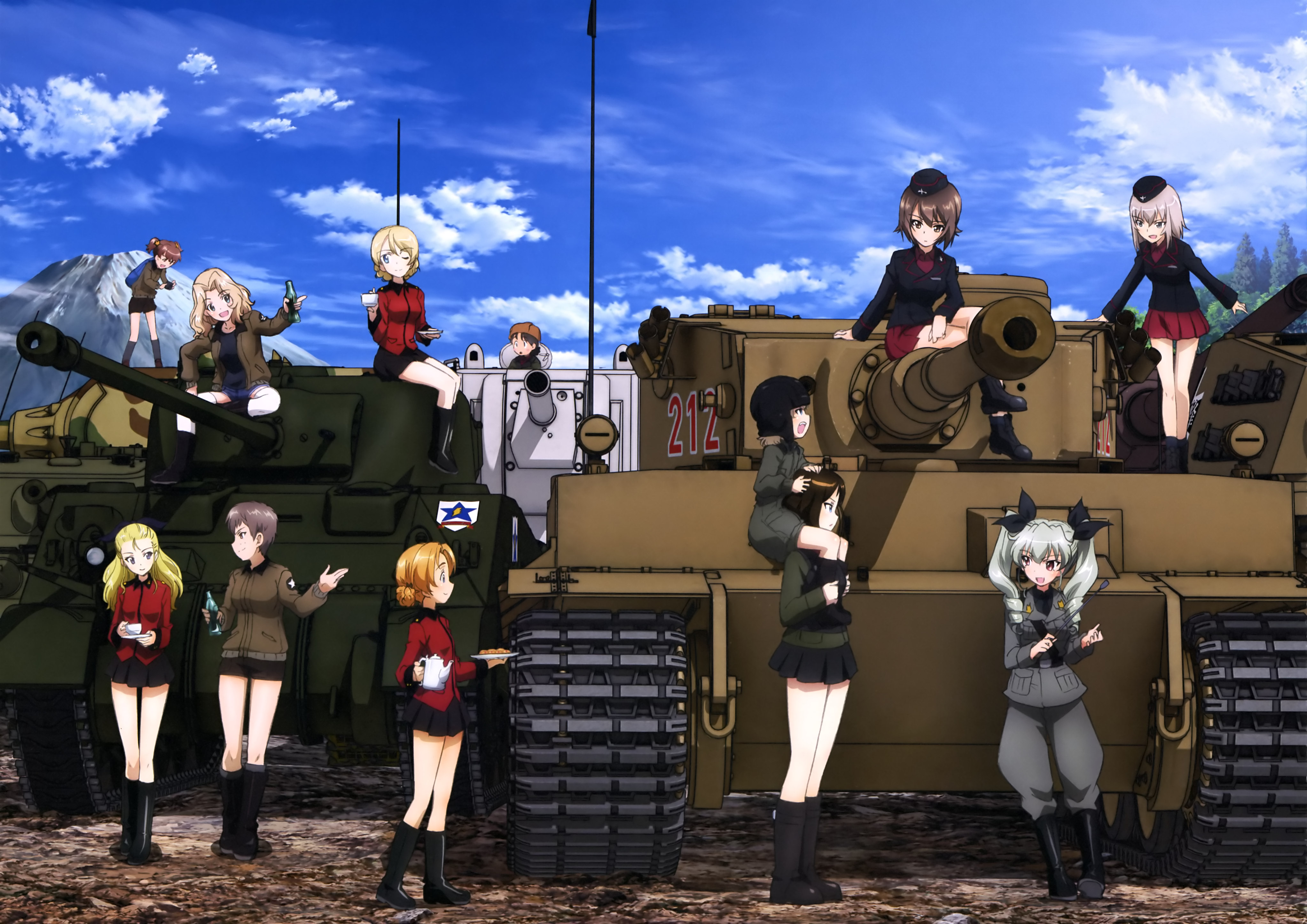 girls und panzer alisa (girls und panzer) anchovy assam darjeeling ...