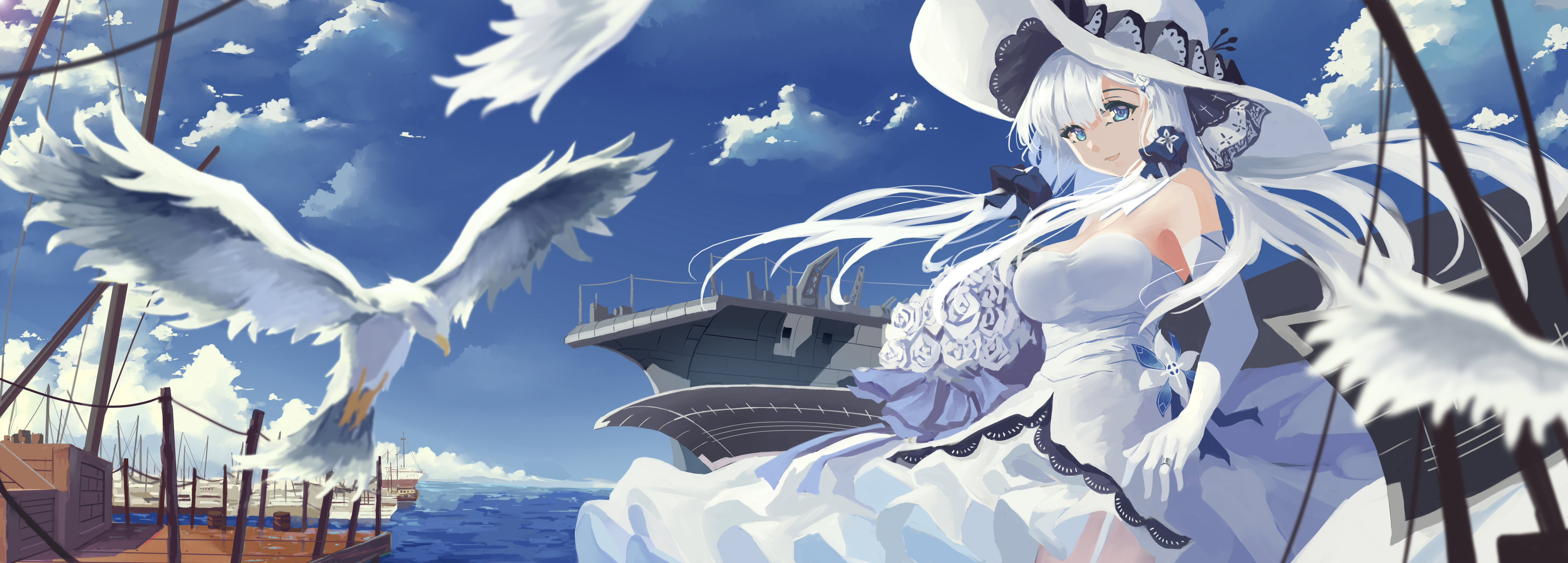 wjn-rance azur lane illustrious (azur lane) cleavage dress skirt lift ...