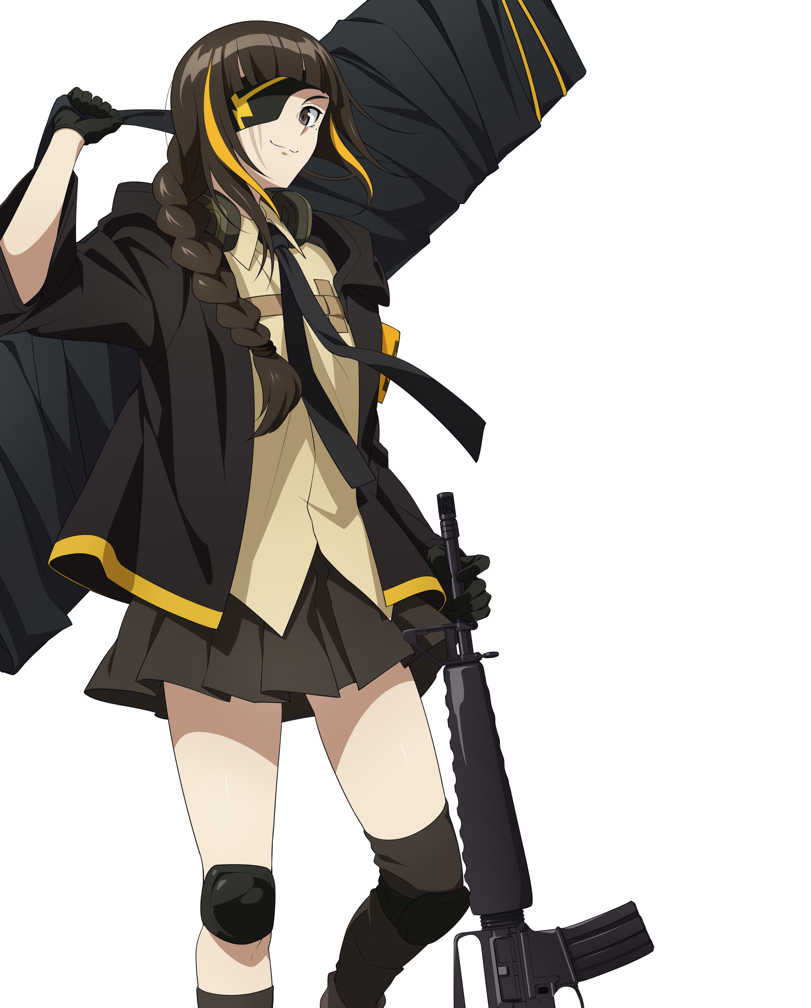 girls frontline m16a1 (girls frontline) eyepatch gun headphones seifuku ...