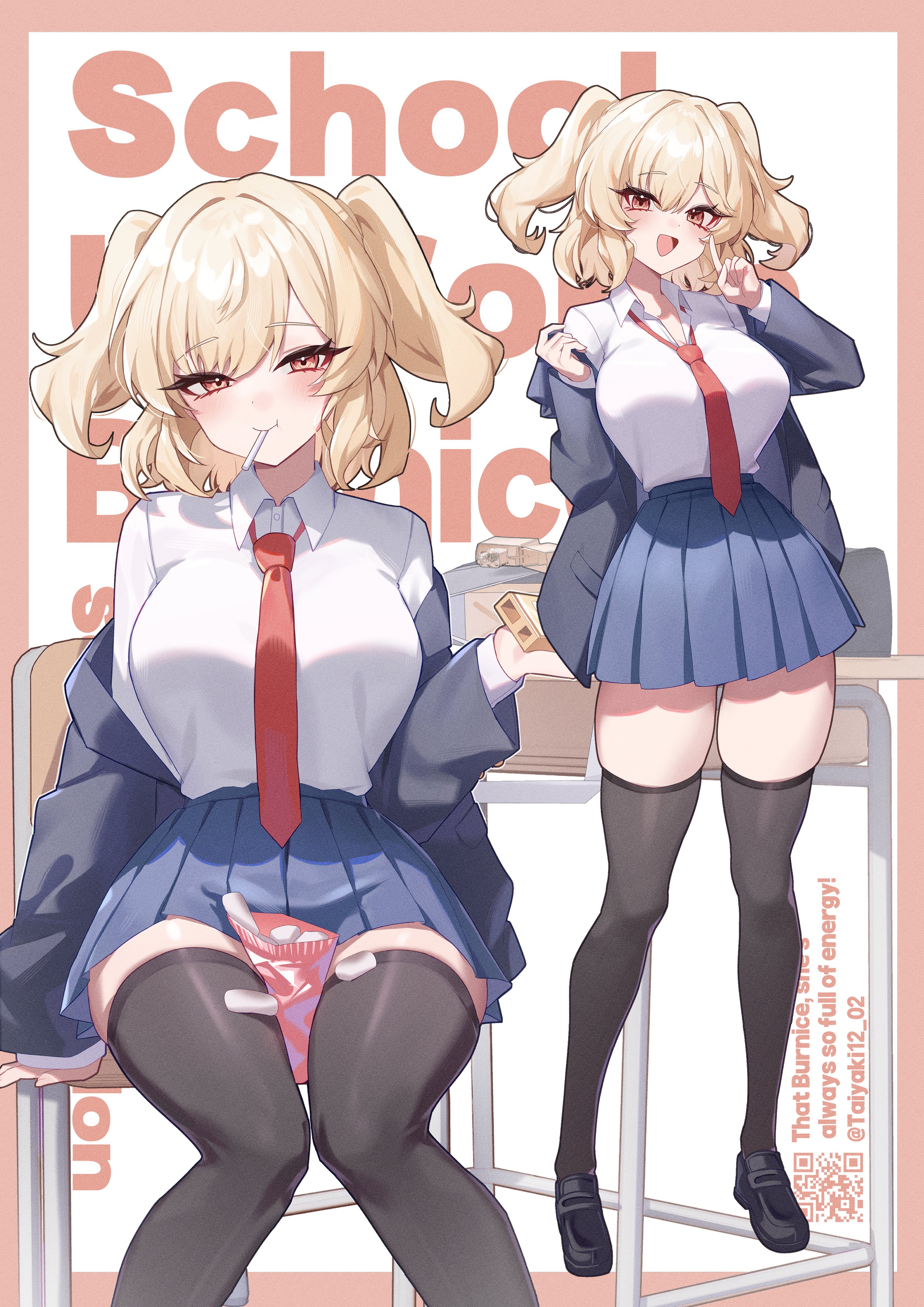 taiyaki12 zenless zone zero burnice white seifuku thighhighs | #1228953 ...