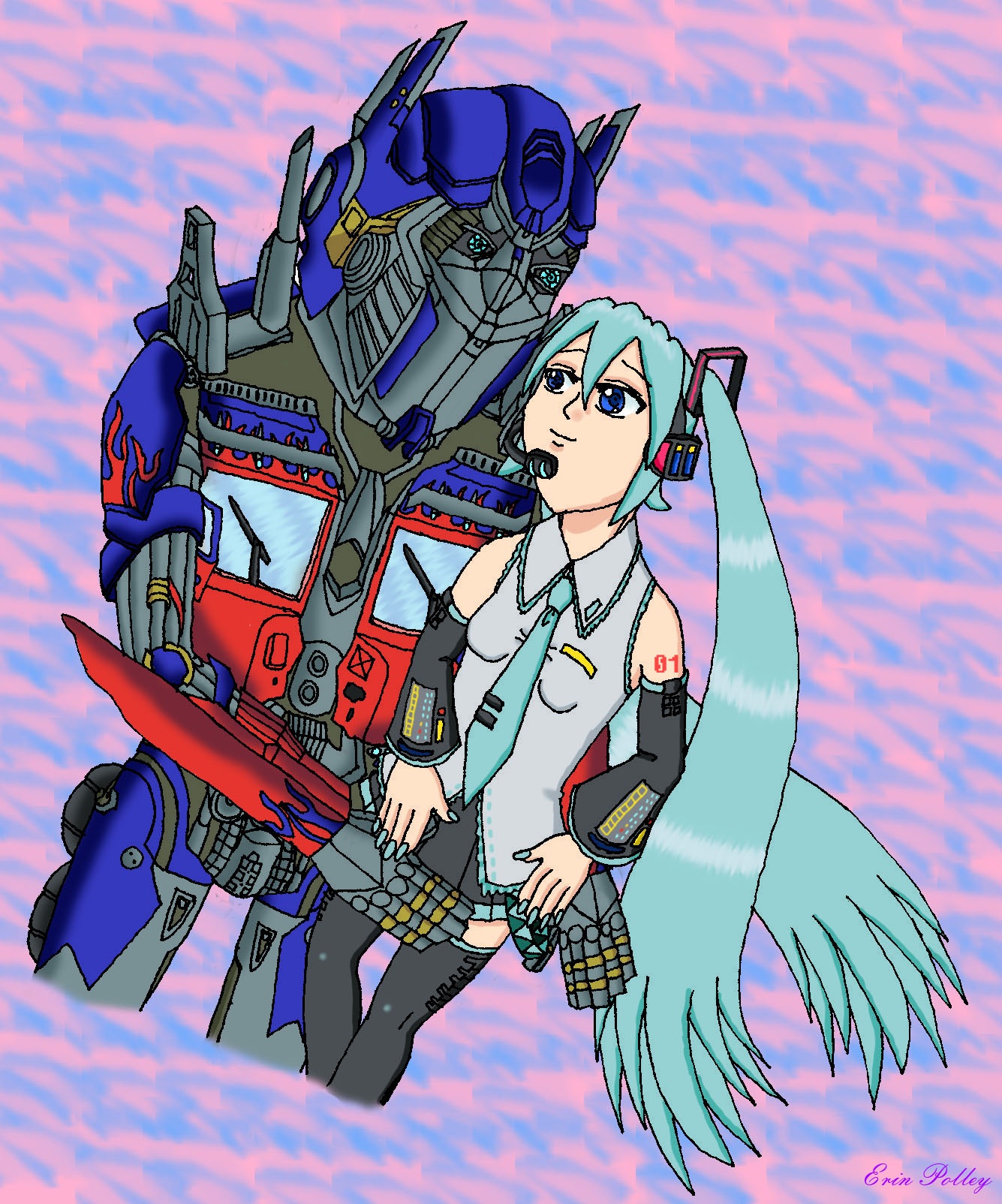 transformers vocaloid hatsune miku headphones mecha thighhighs ...