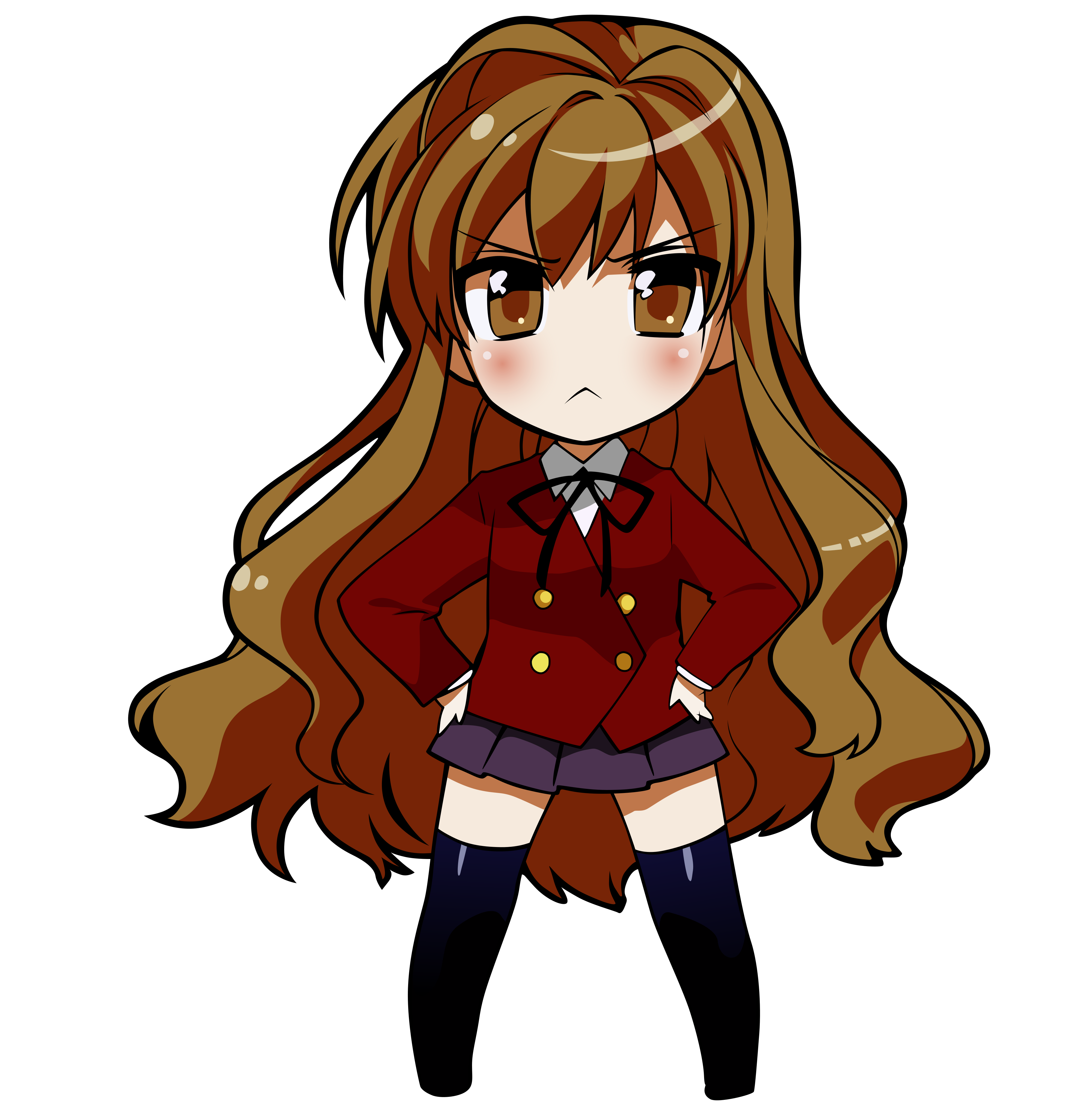 toradora! aisaka taiga chibi seifuku transparent png vector trace ...