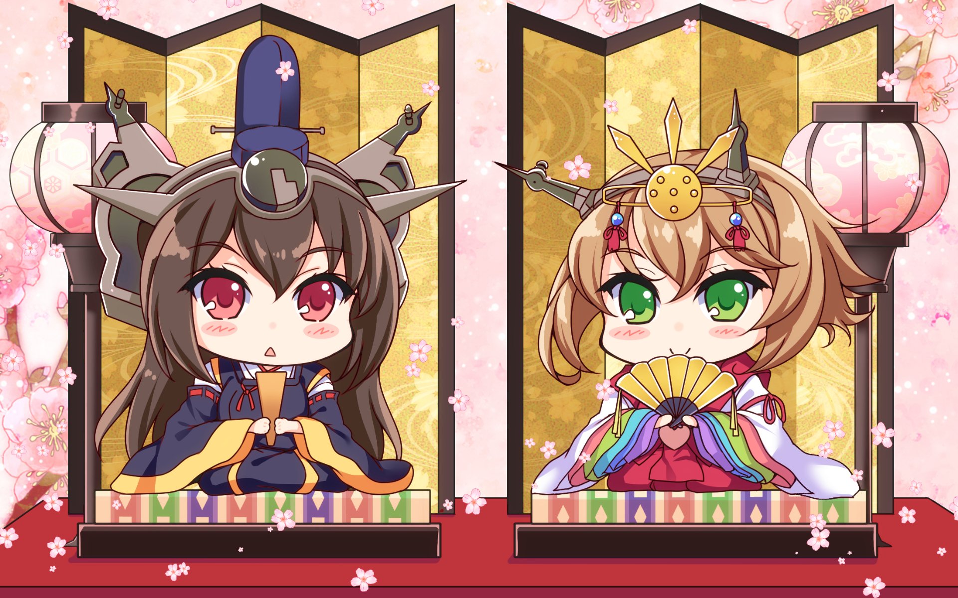 raiou kantai collection mutsu (kancolle) nagato (kancolle) chibi ...