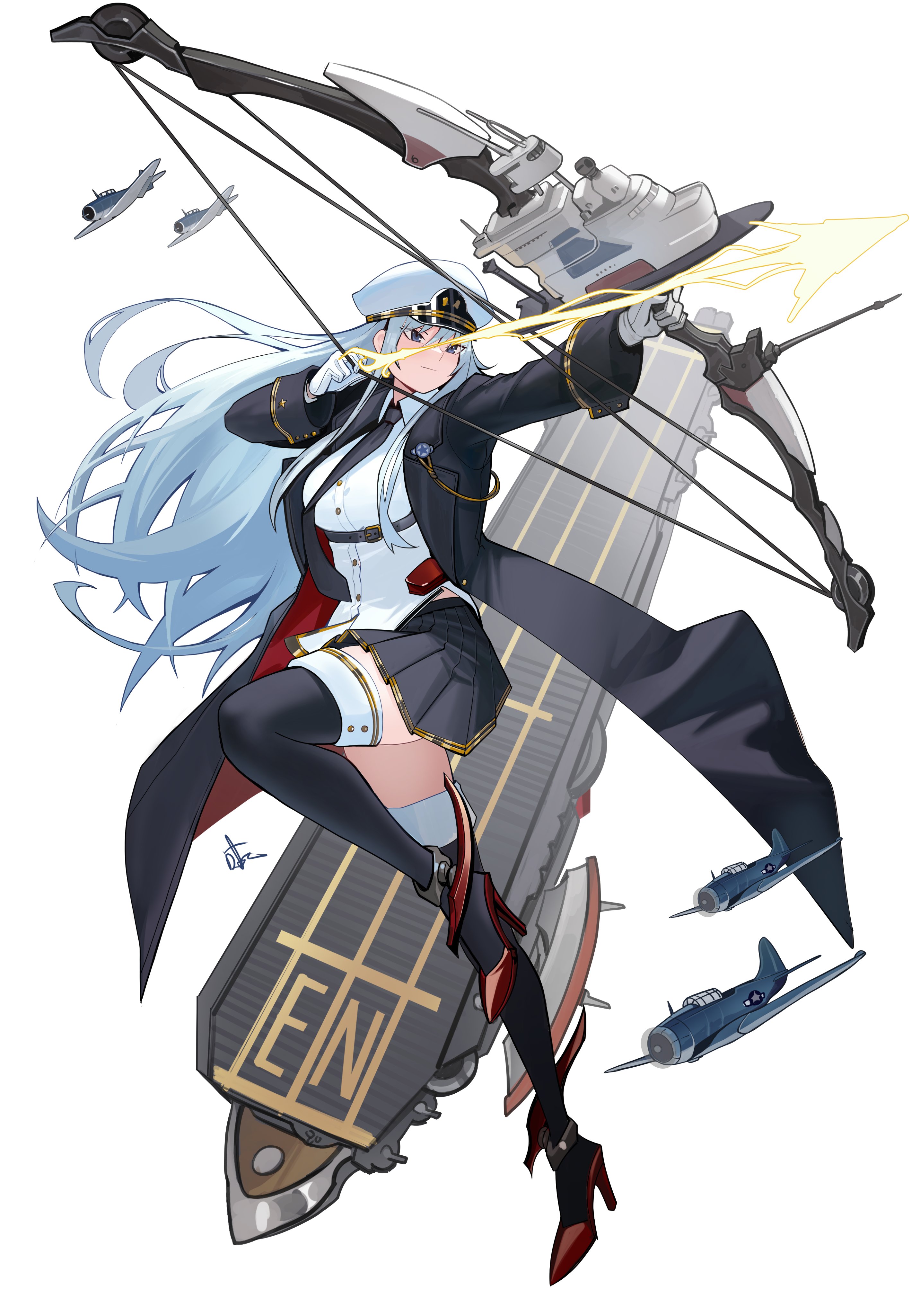 distr azur lane enterprise (azur lane) heels thighhighs uniform weapon ...