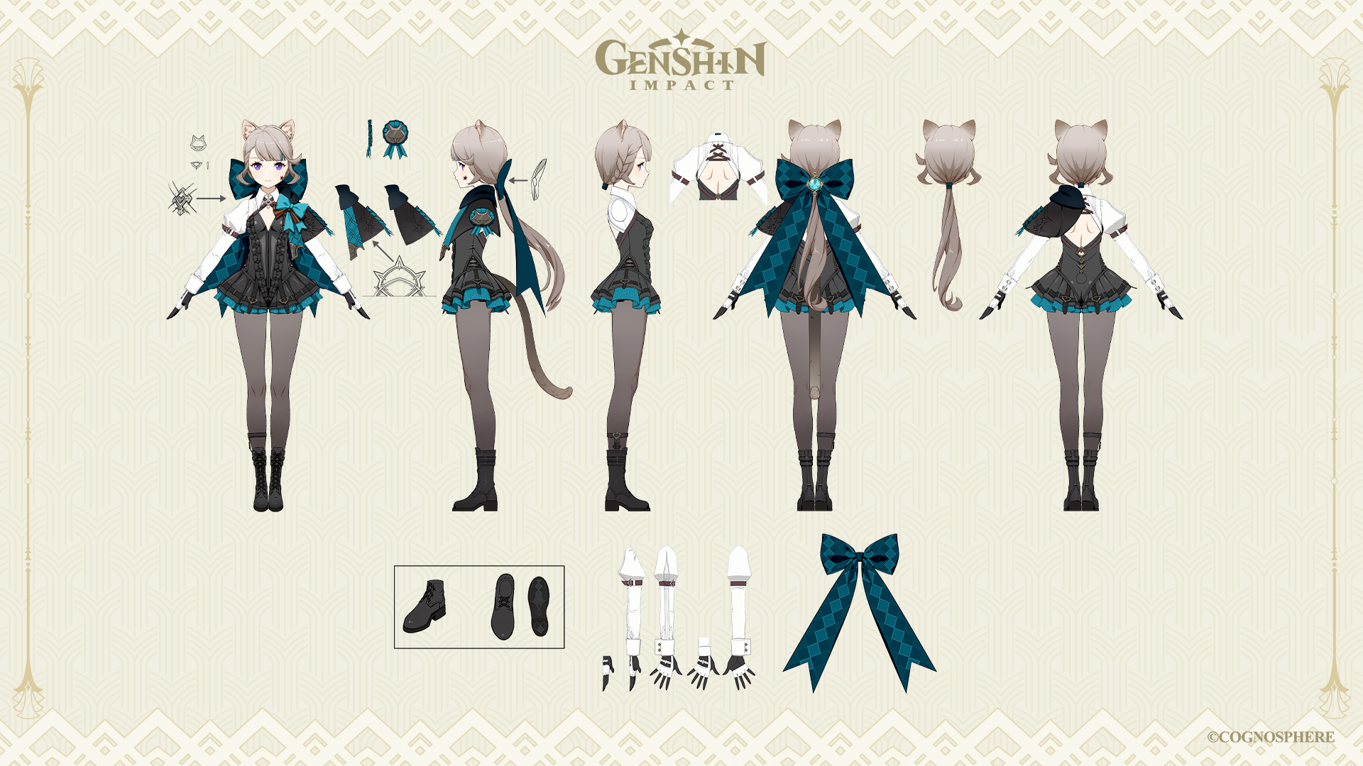 genshin impact lynette (genshin impact) animal ears character design ...