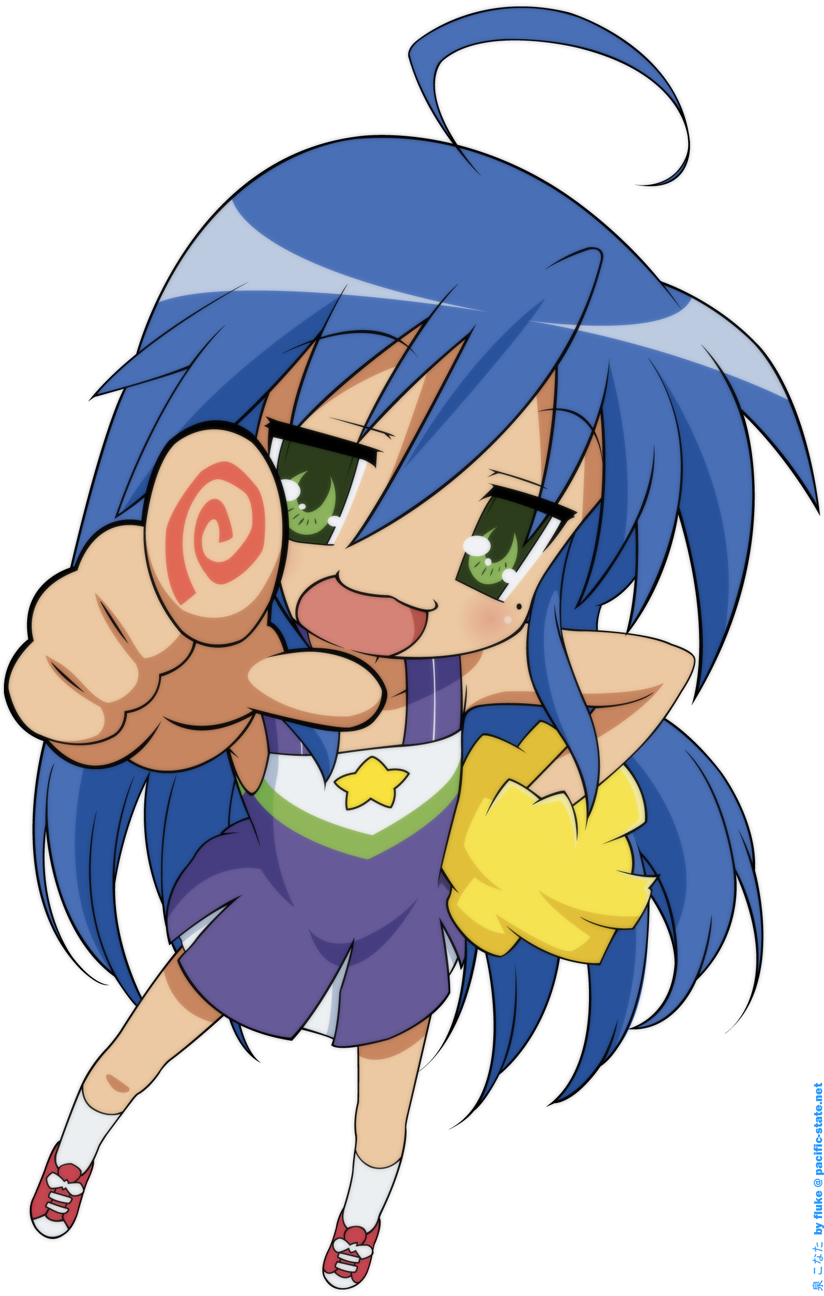 lucky star izumi konata cheerleader transparent png vector trace signed ...