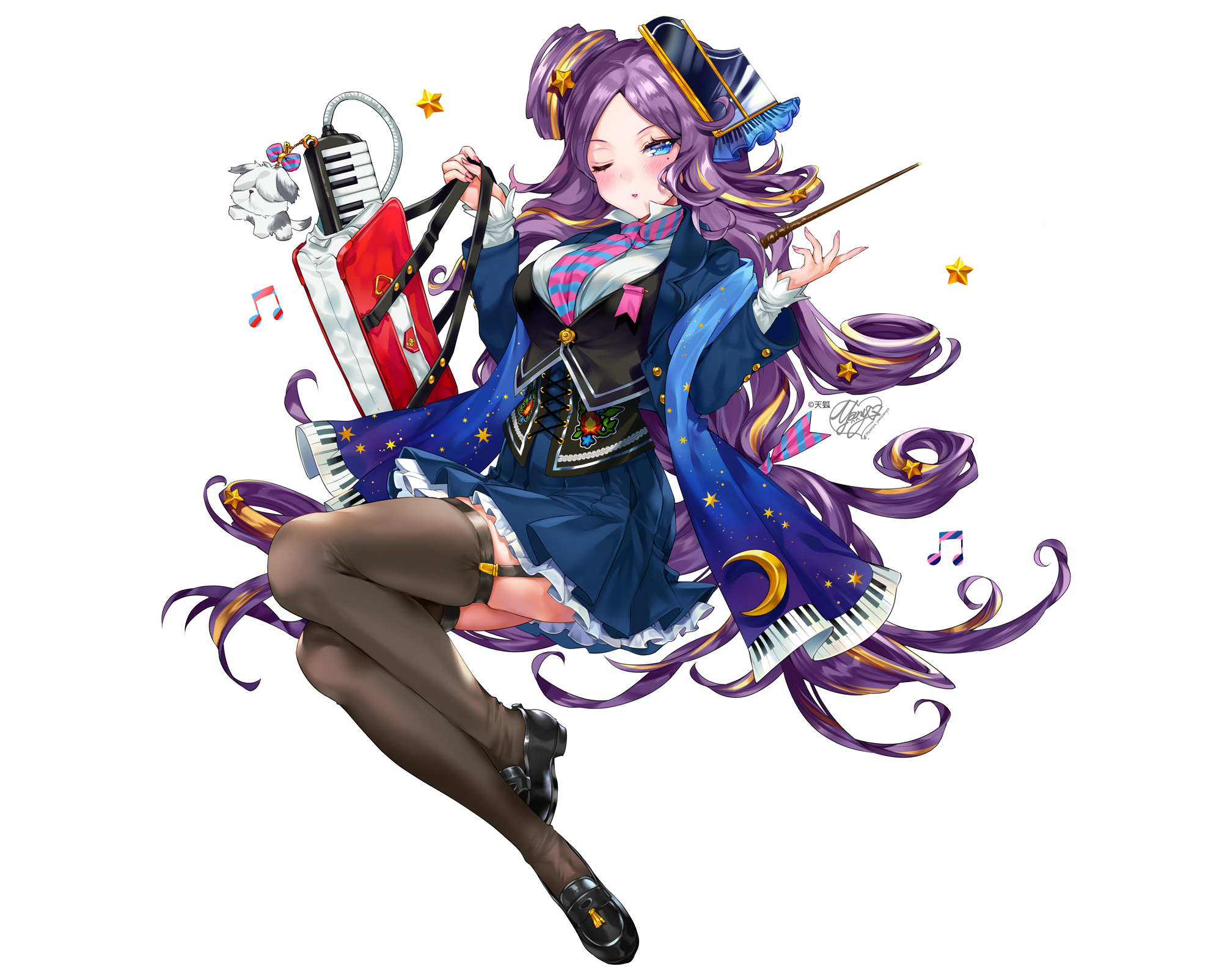 yanyo (ogino atsuki) seifuku skirt lift stockings thighhighs weapon ...