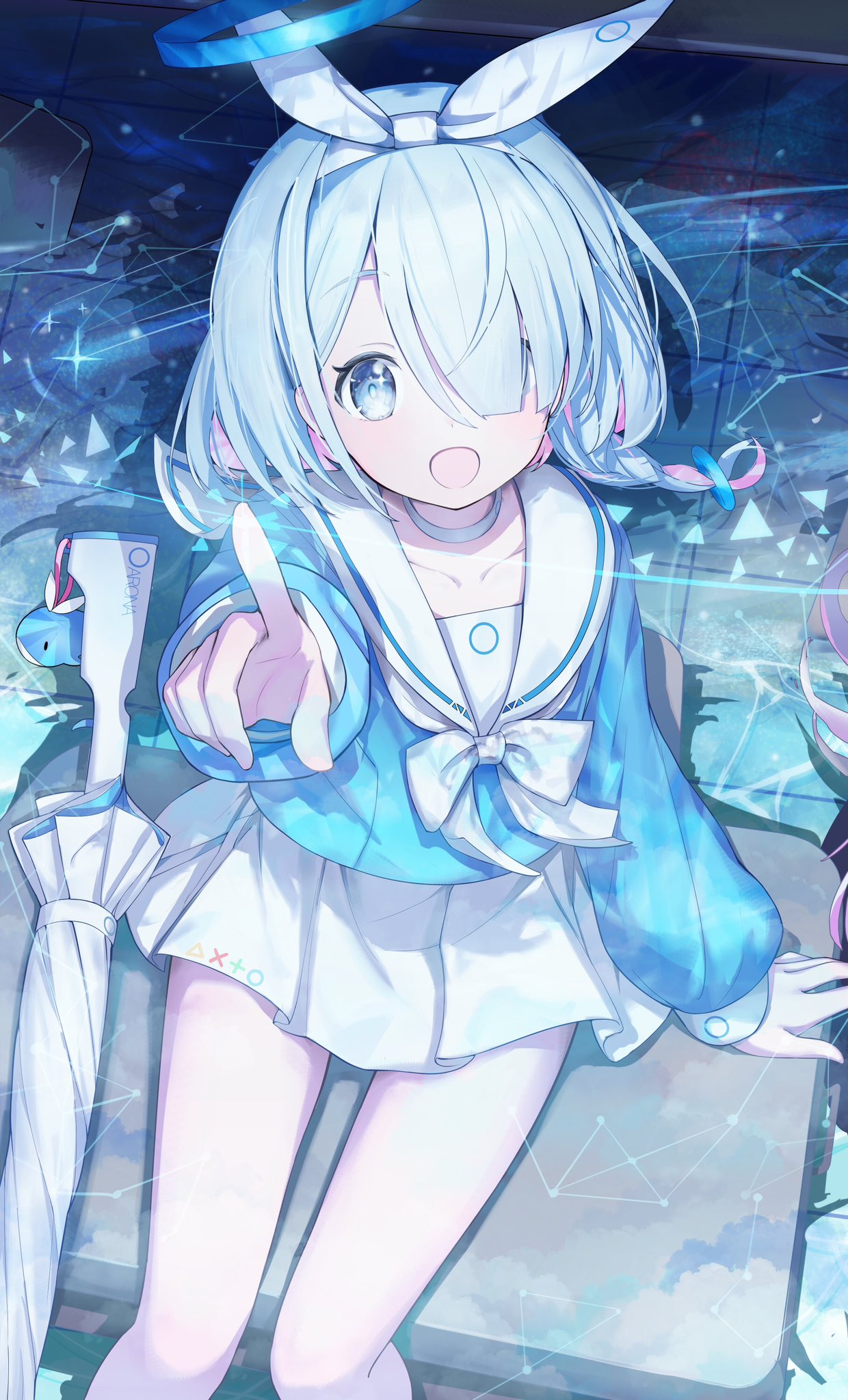 koka (rikku-file) blue archive arona (blue archive) gun halo seifuku ...