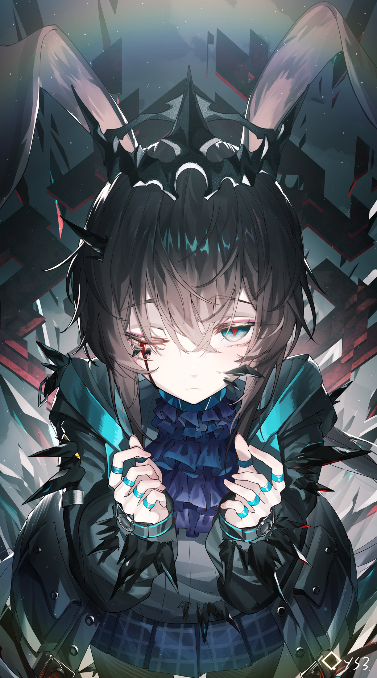 qys3 arknights amiya (arknights) animal ears blood bunny ears ...