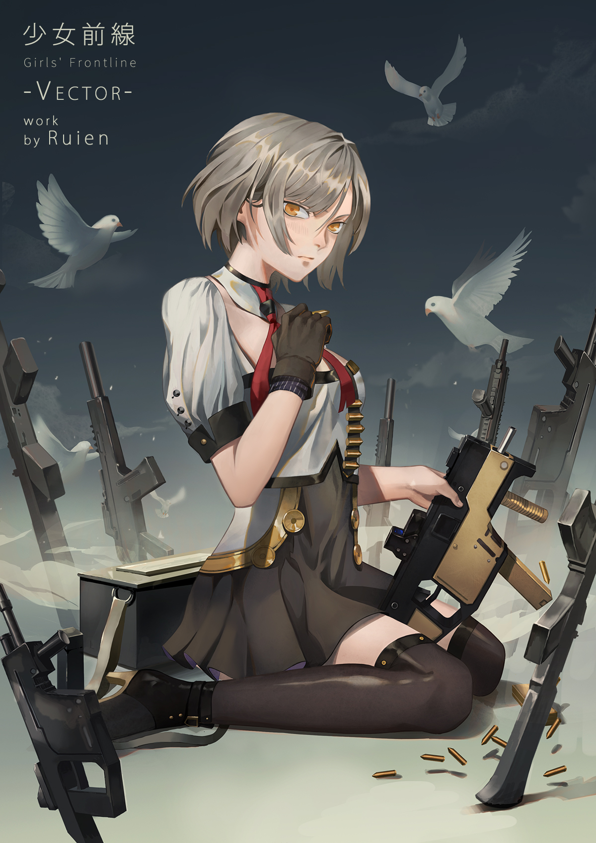 ruien girls frontline vector (girls frontline) gun heels thighhighs ...