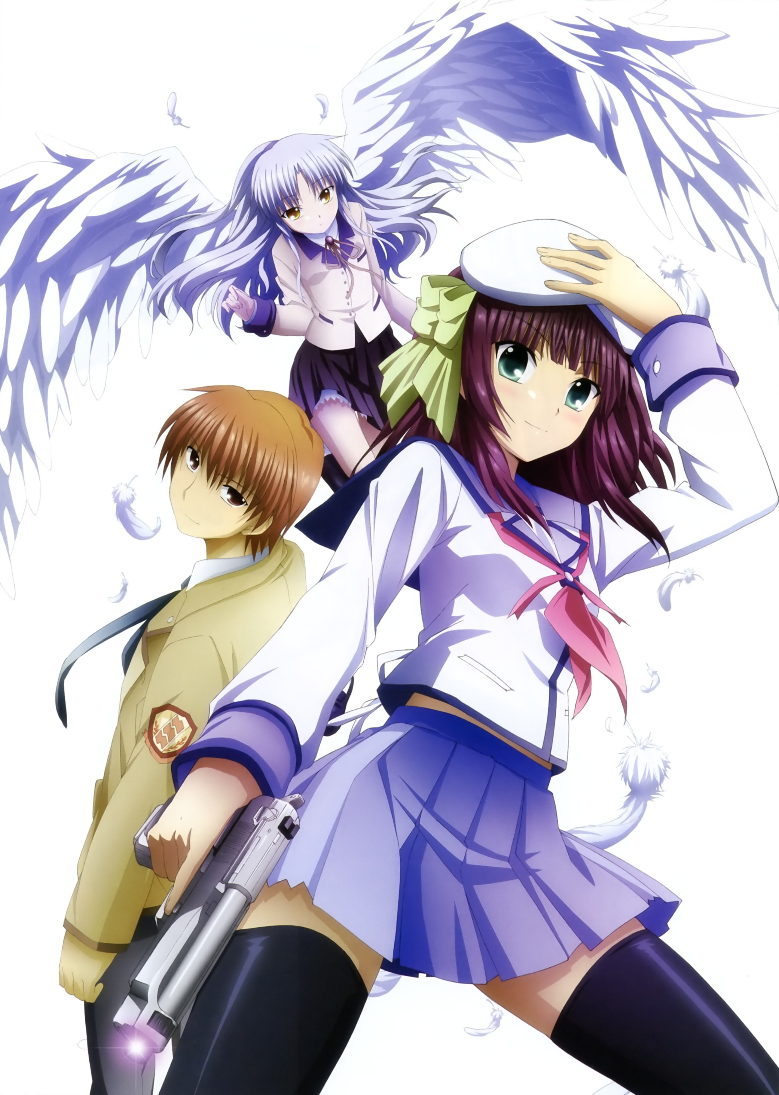 angel beats! otonashi tenshi yurippe gun seifuku thighhighs wings ...