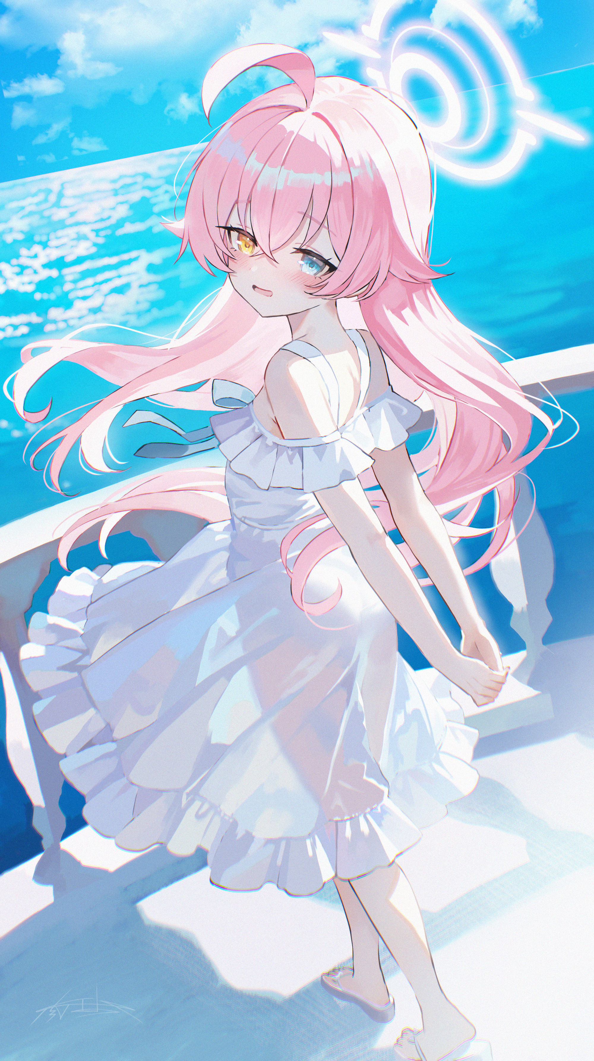 yumeno yume blue archive takanashi hoshino dress halo heterochromia ...