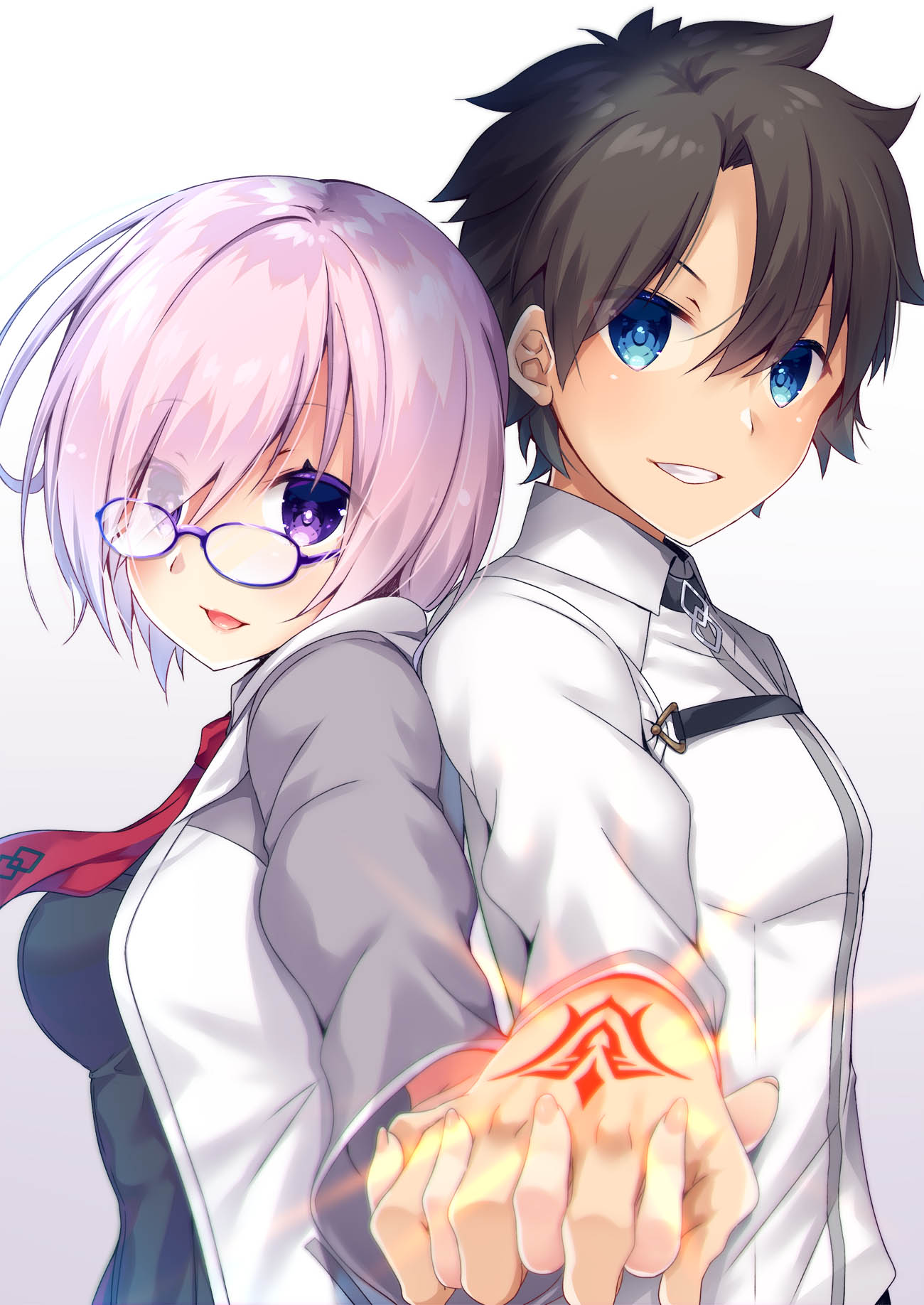 ko yu fate/grand order fujimaru ritsuka (male) mash kyrielight megane ...