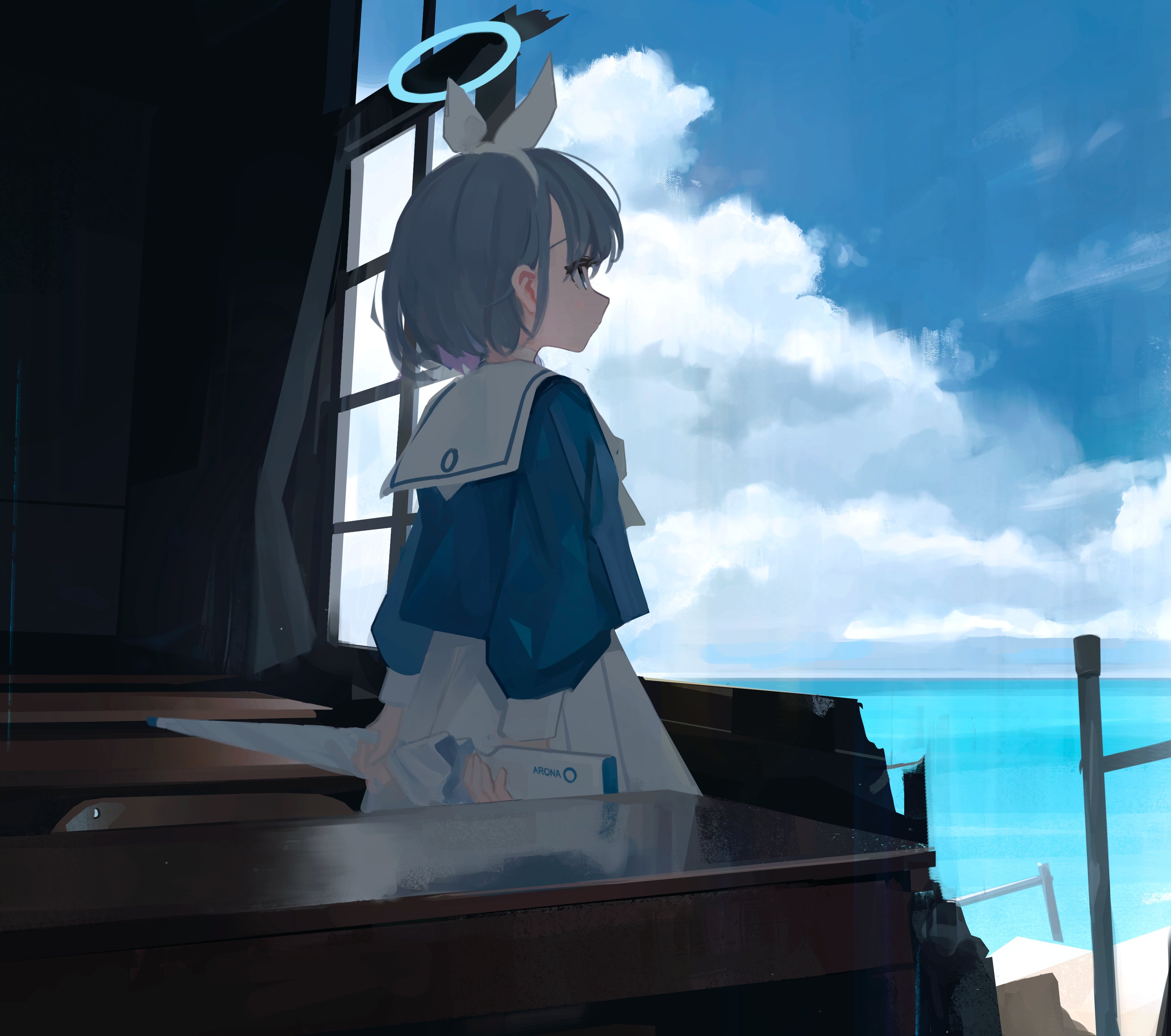 orval blue archive arona (blue archive) gun halo seifuku umbrella ...