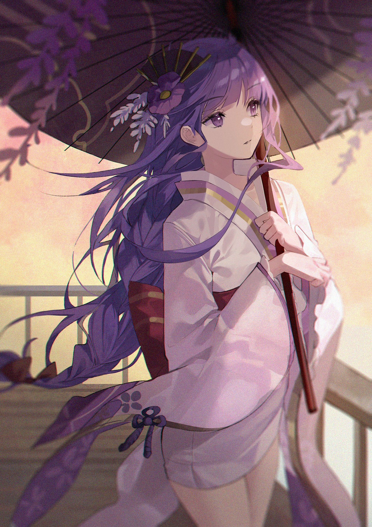 retty2706 genshin impact raiden shogun kimono umbrella | #982320 | yande.re
