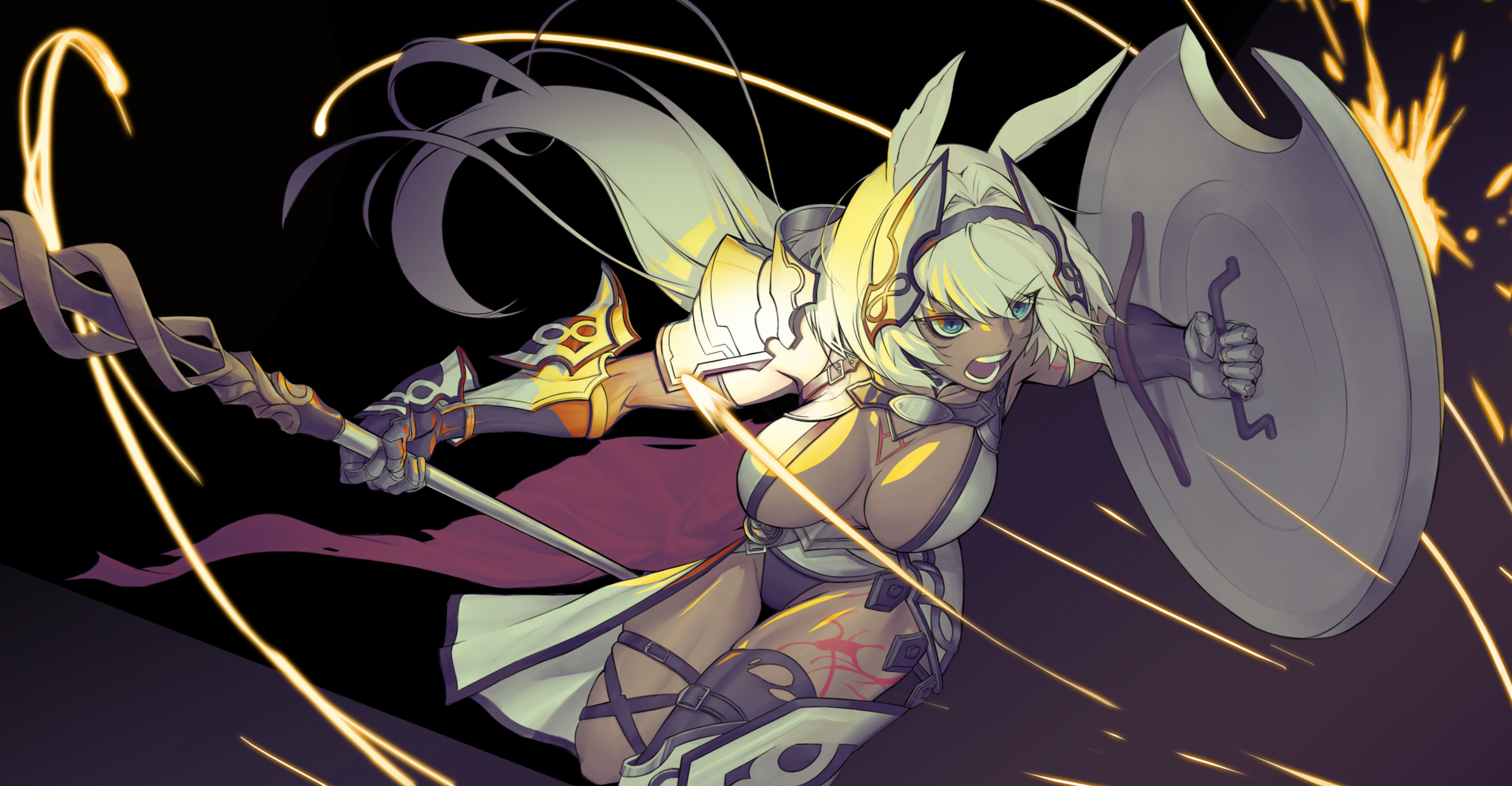 miyamoya fate/grand order caenis (fate/grand order) animal ears armor ...