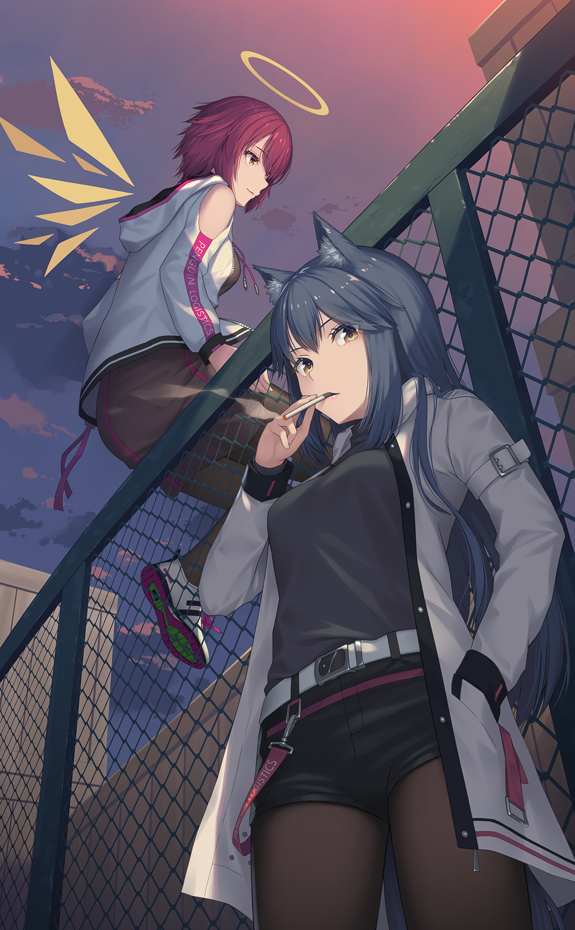 a.one arknights exusiai (arknights) texas (arknights) angel animal ears ...