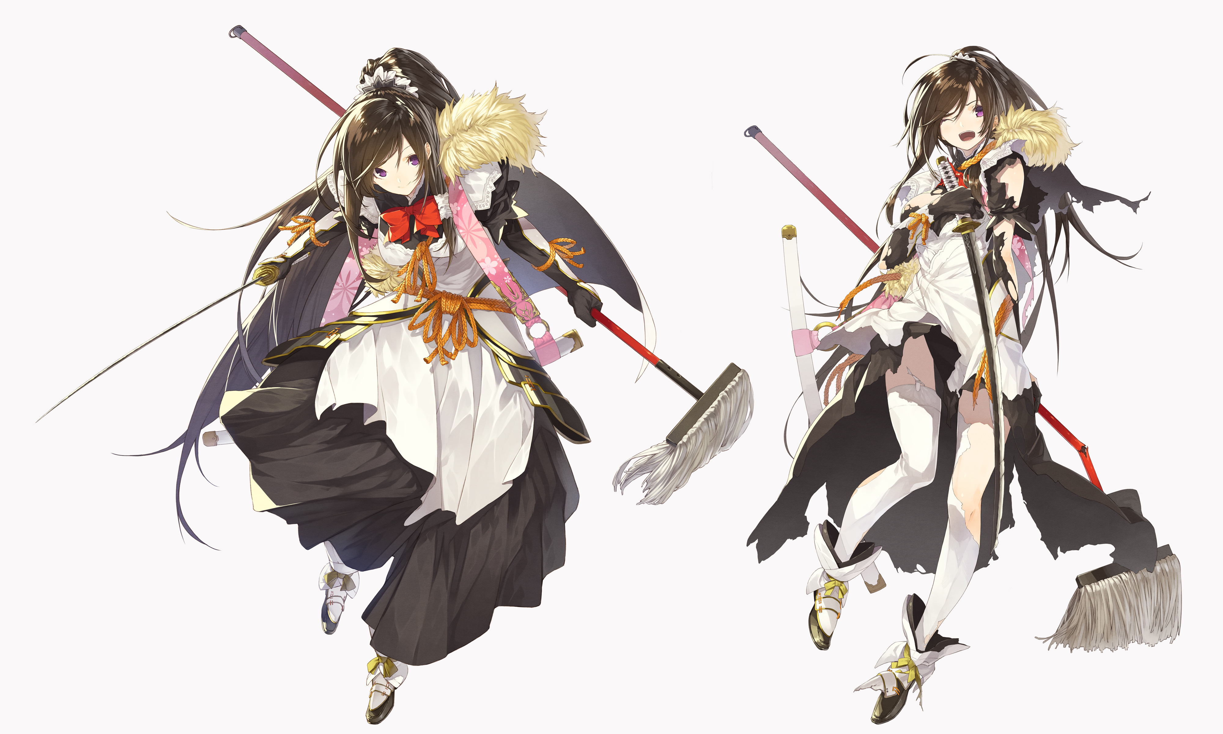 senmu (senmudayo) tenka hyakken maid skirt lift sword thighhighs torn ...