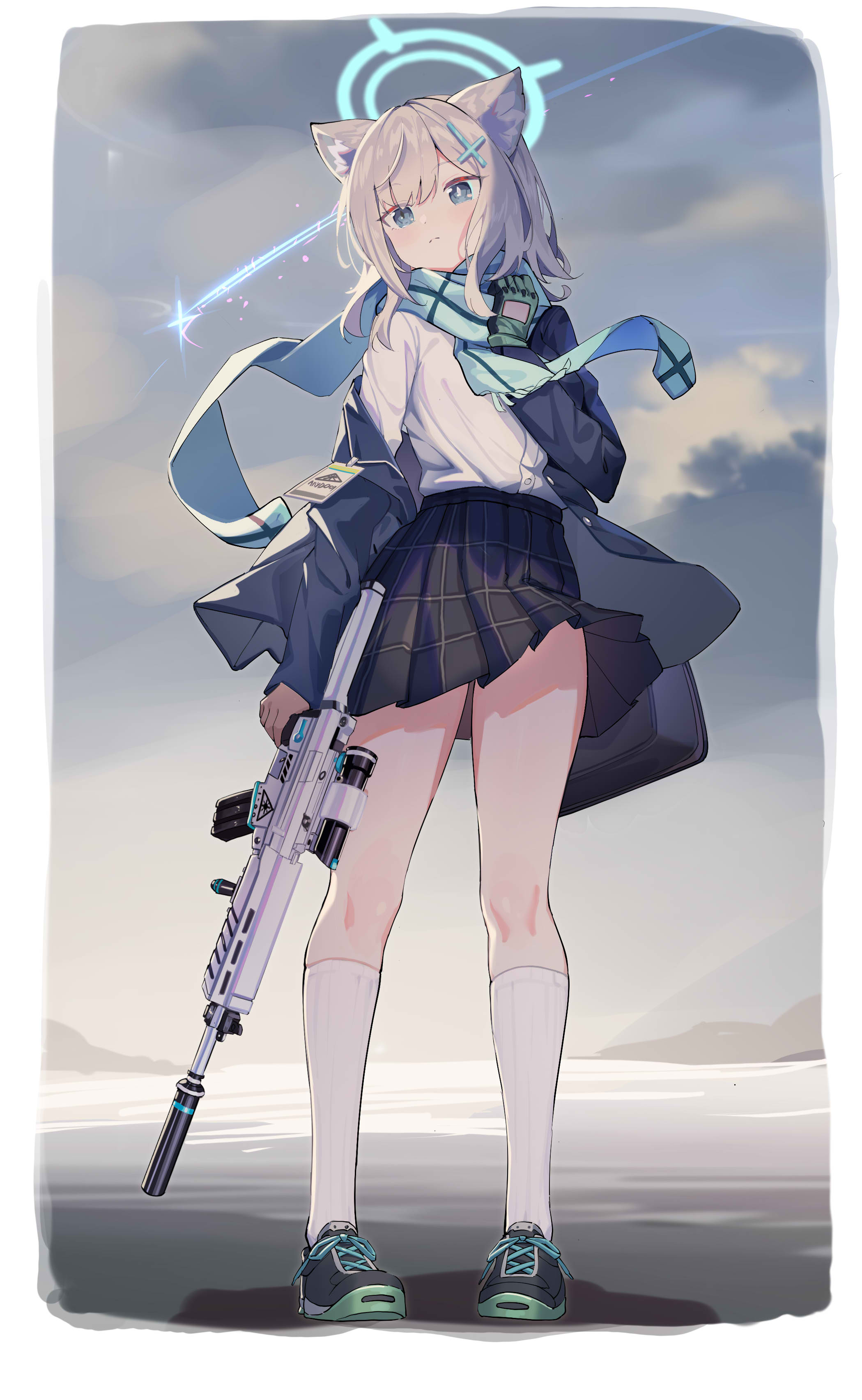 etoile blue archive sunaookami shiroko angel animal ears gun nekomimi ...