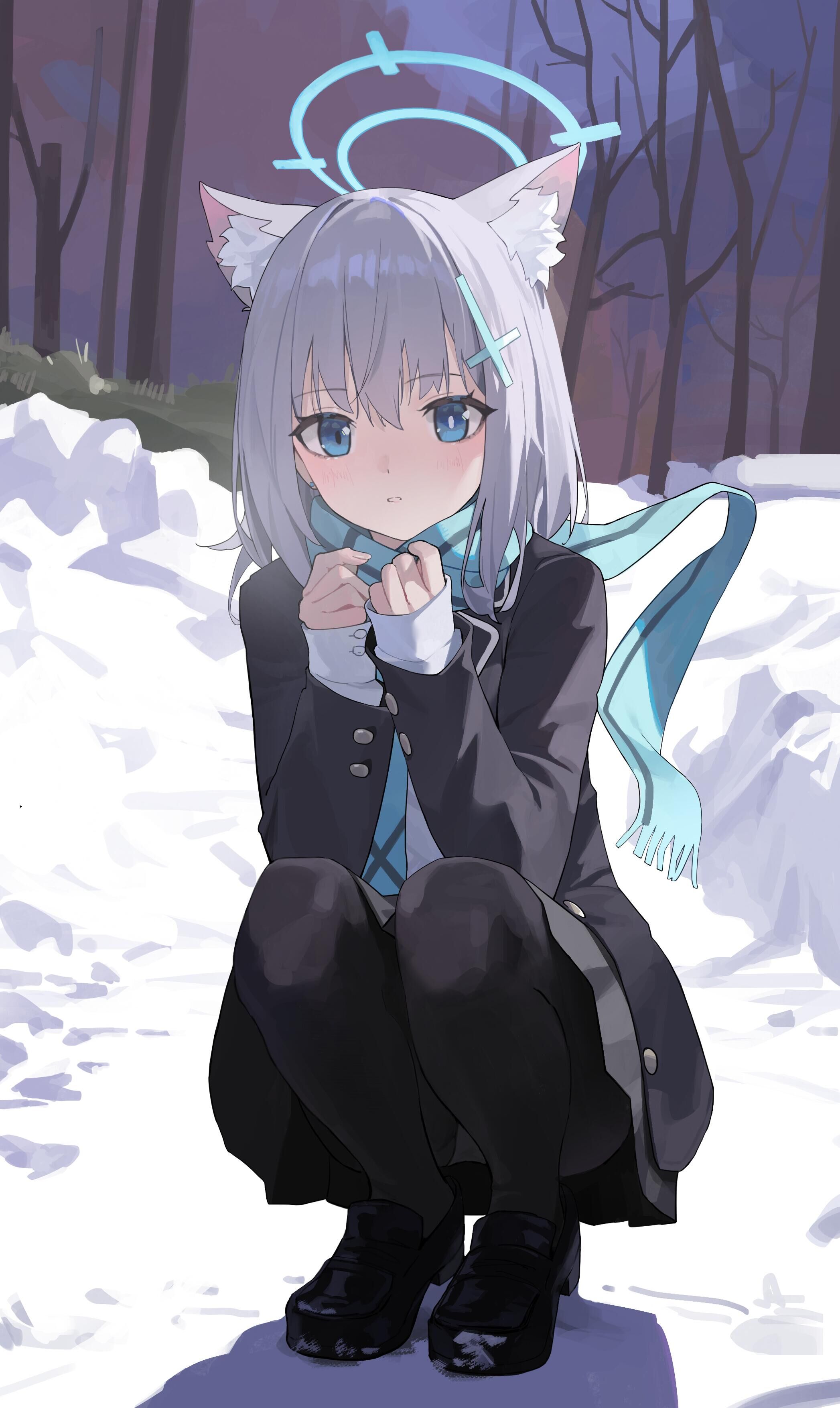 nai gai blue archive sunaookami shiroko angel animal ears duplicate ...