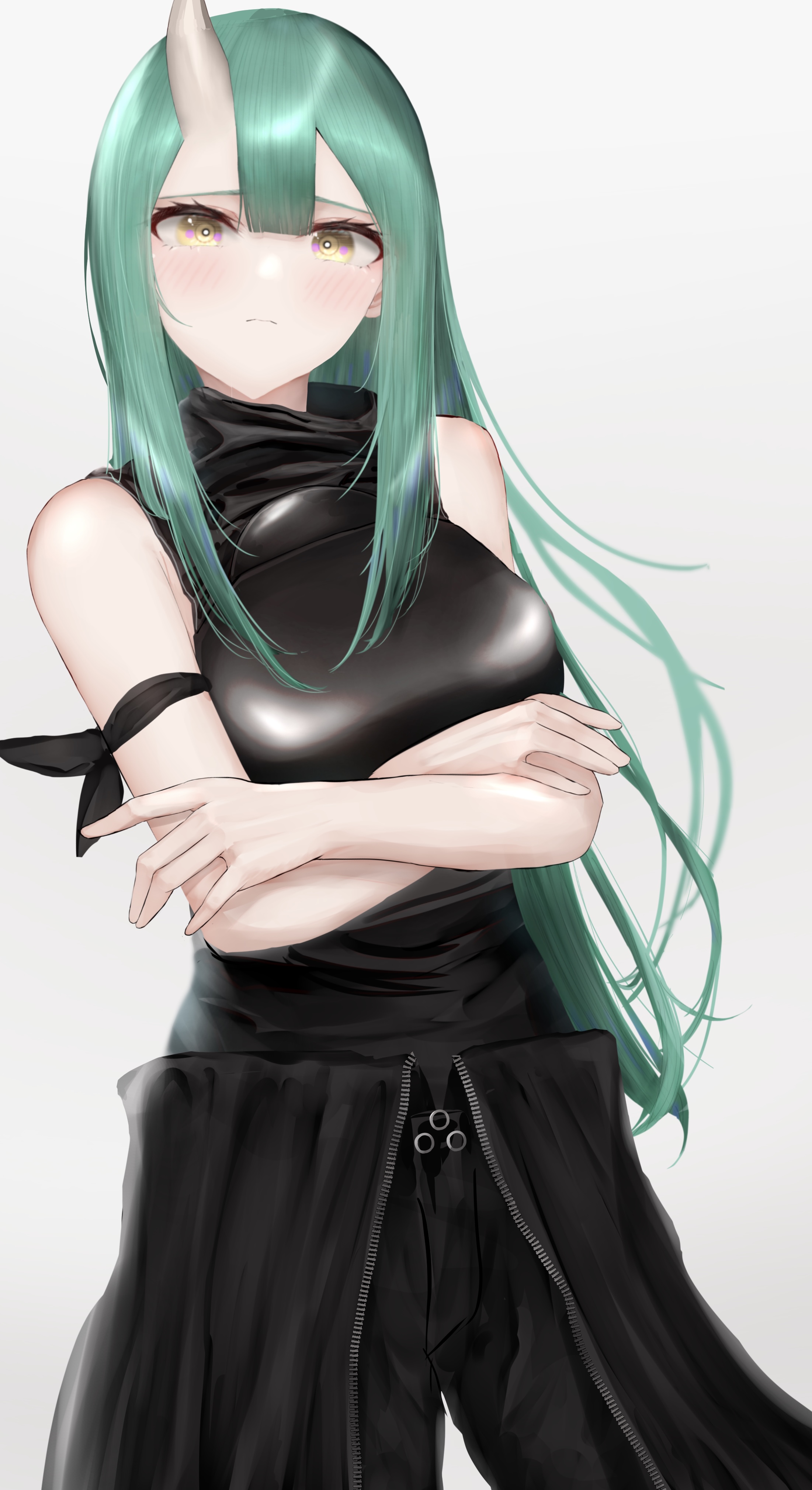 mo (mainiti omoti) arknights hoshiguma (arknights) breast hold horns ...