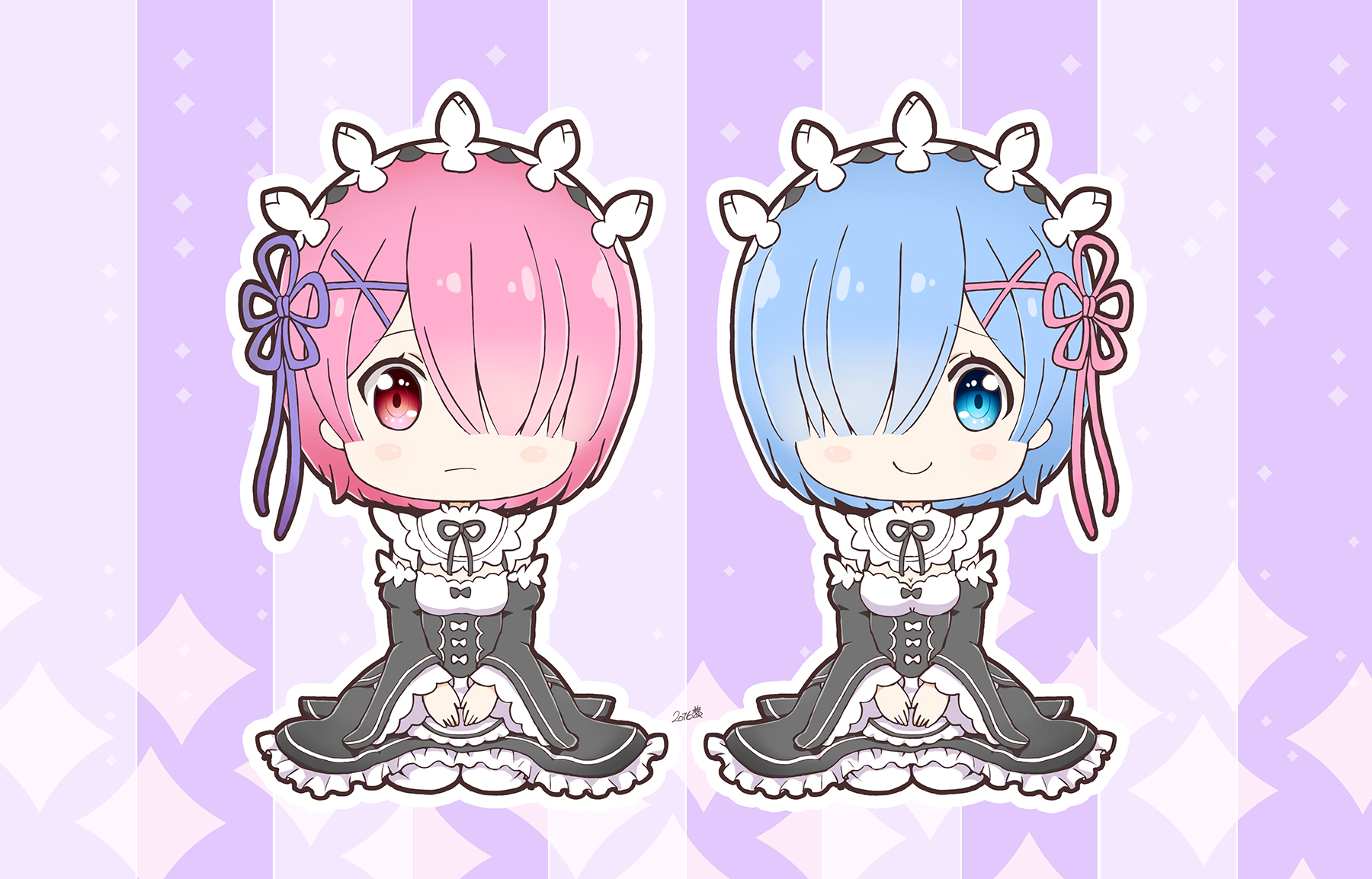 re zero kara hajimeru isekai seikatsu ram (re zero) rem (re zero) chibi ...