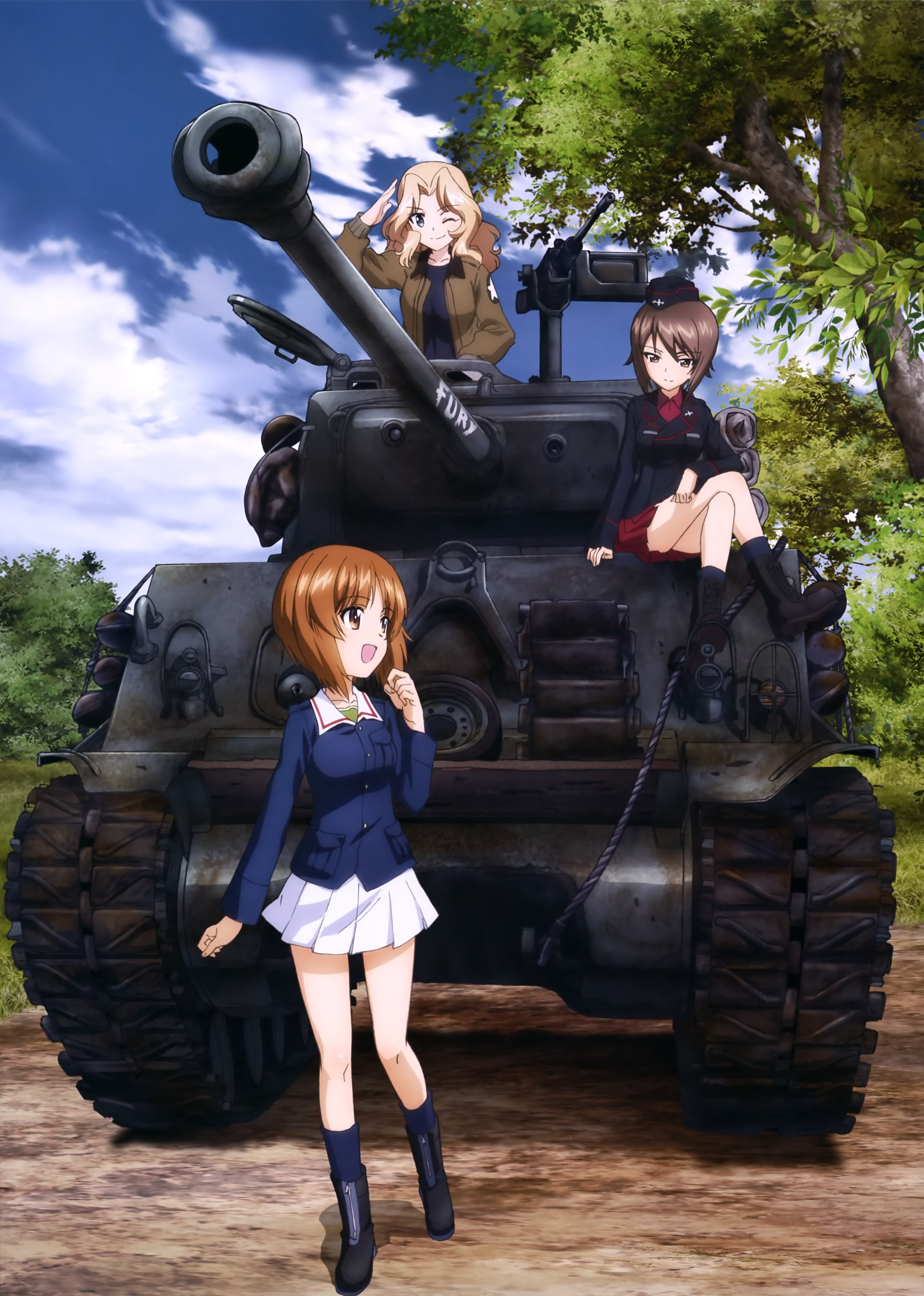 nishizumi miho, nishizumi maho, and kay (girls und panzer and 1 more ...