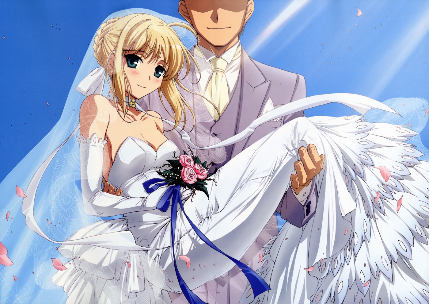 fate/stay night cleavage dress duplicate saber wedding dress | #72274 ...