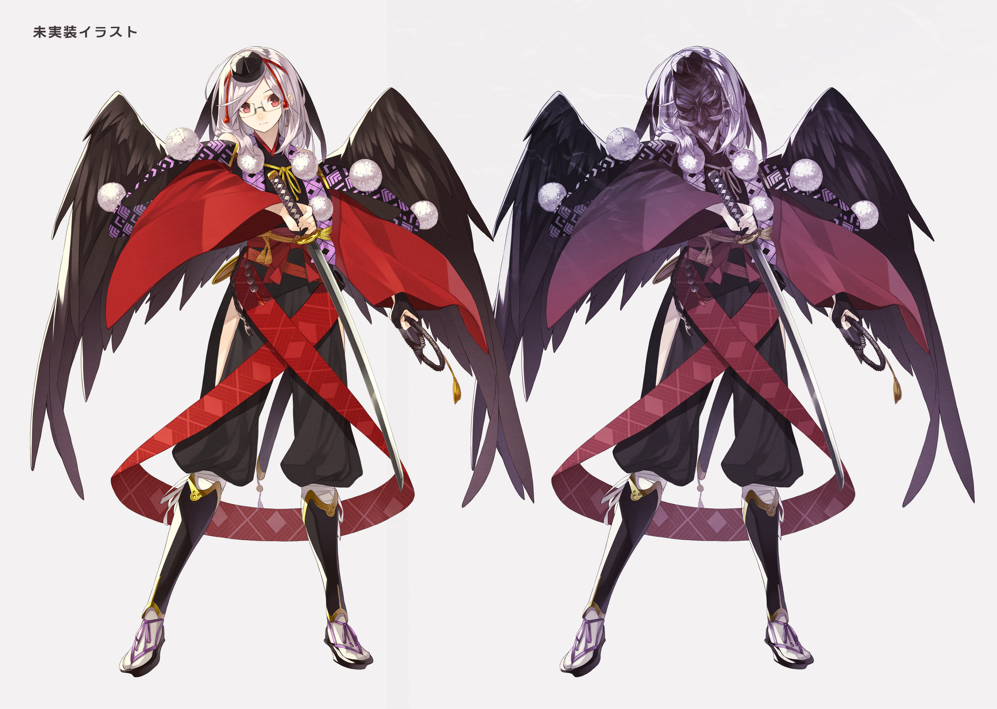 senmu (senmudayo) tenka hyakken japanese clothes megane sword wings ...