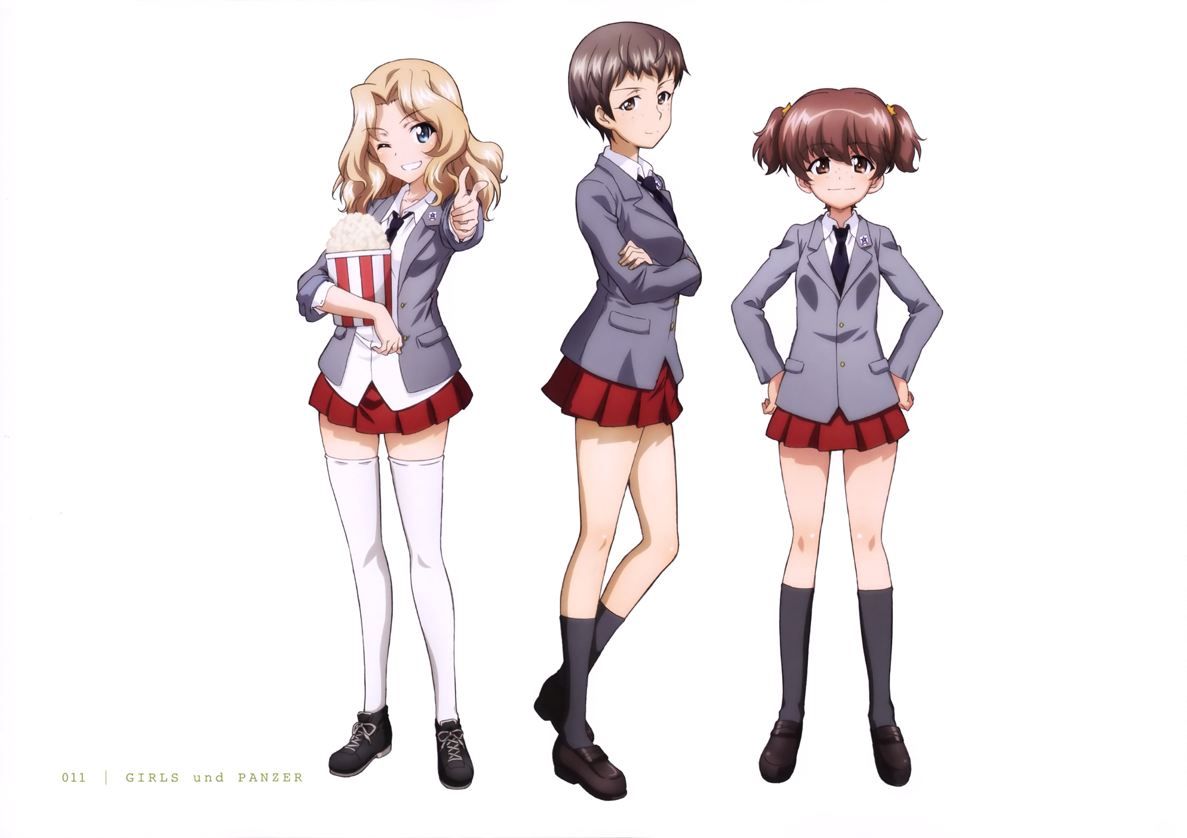 Safebooru - 3girls ;d absurdres alisa (girls und panzer) black neckwear blonde hair brown eyes ...