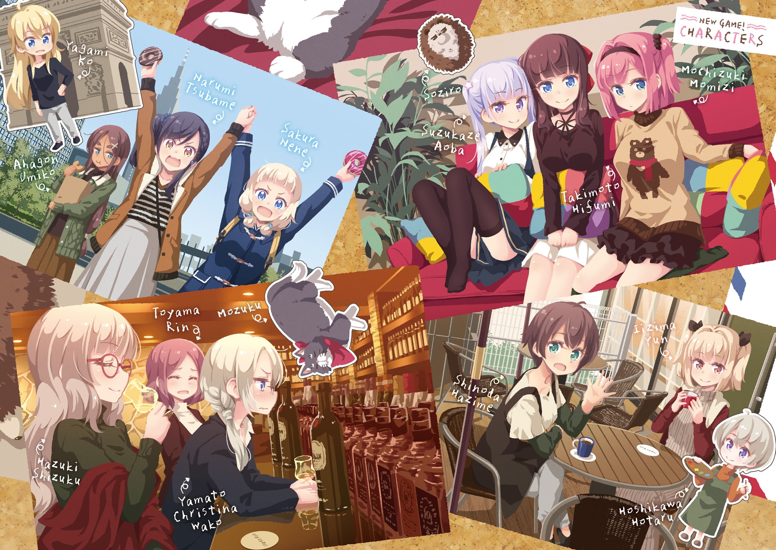 tokunou shoutarou new game! ahagon umiko hazuki shizuku iijima yun ...