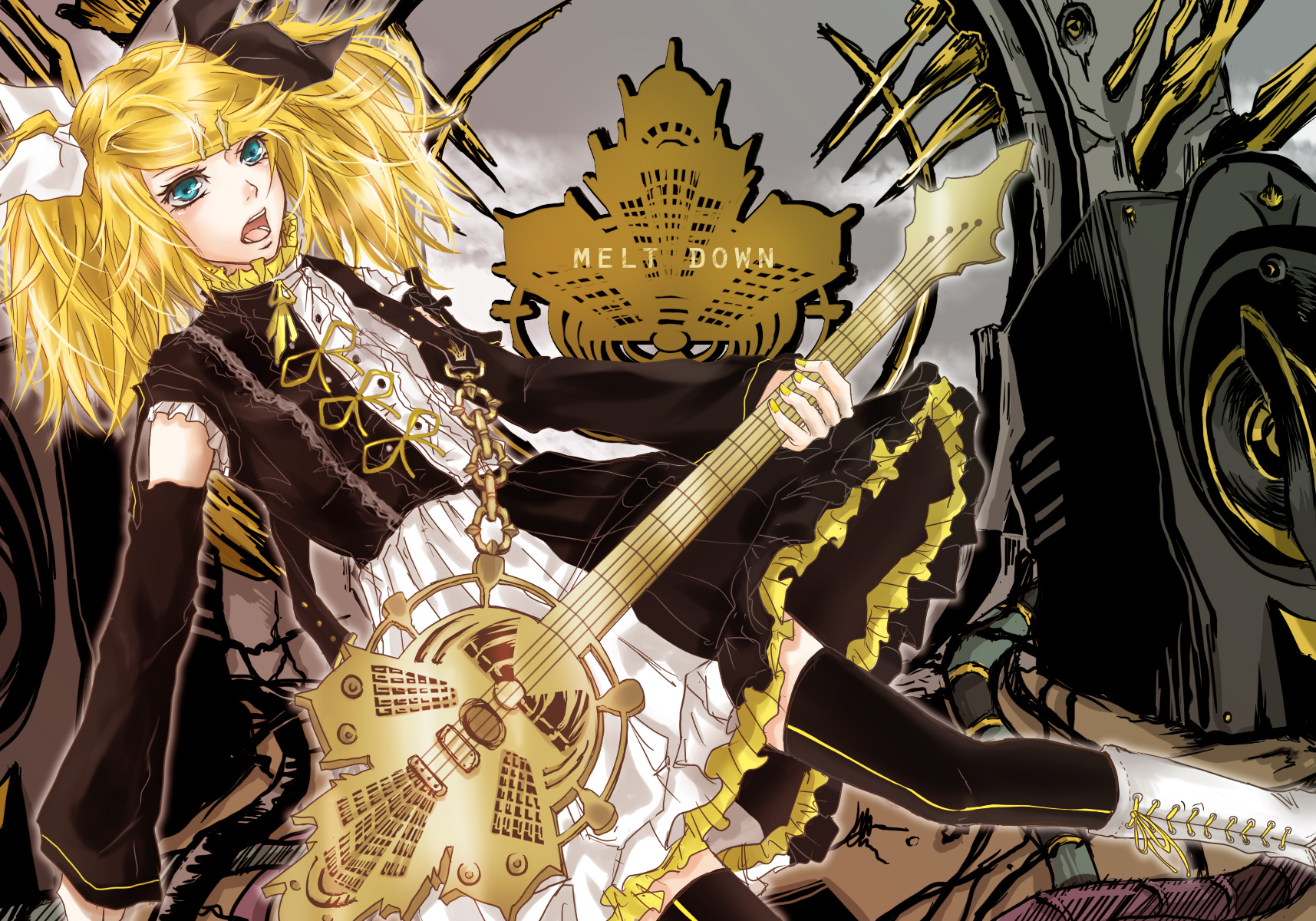 en (y24434) meltdown (vocaloid) vocaloid kagamine rin thighhighs ...