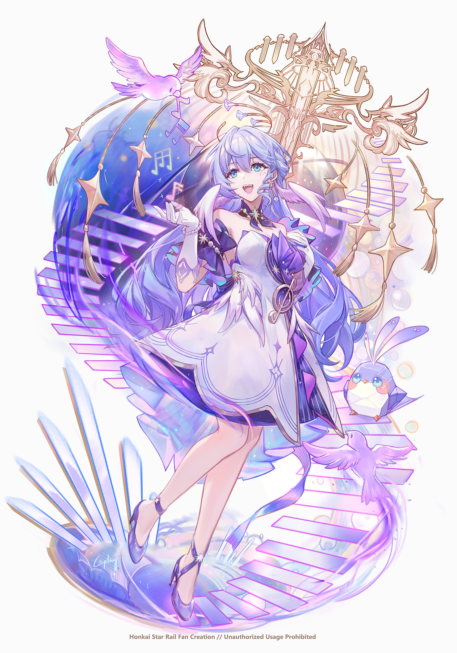 csyday honkai: star rail robin dress halo heels no bra wings | #1194515 ...