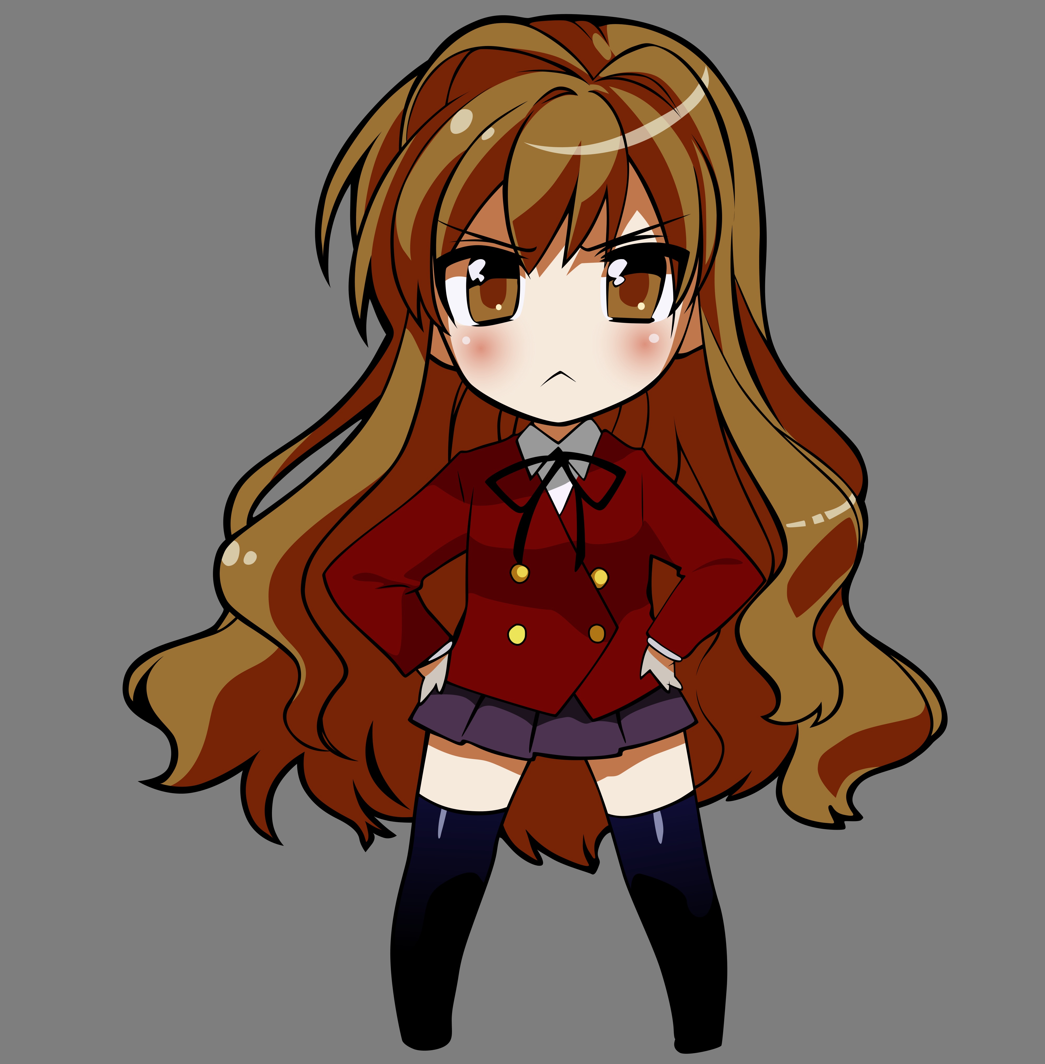 toradora! aisaka taiga chibi seifuku transparent png vector trace ...