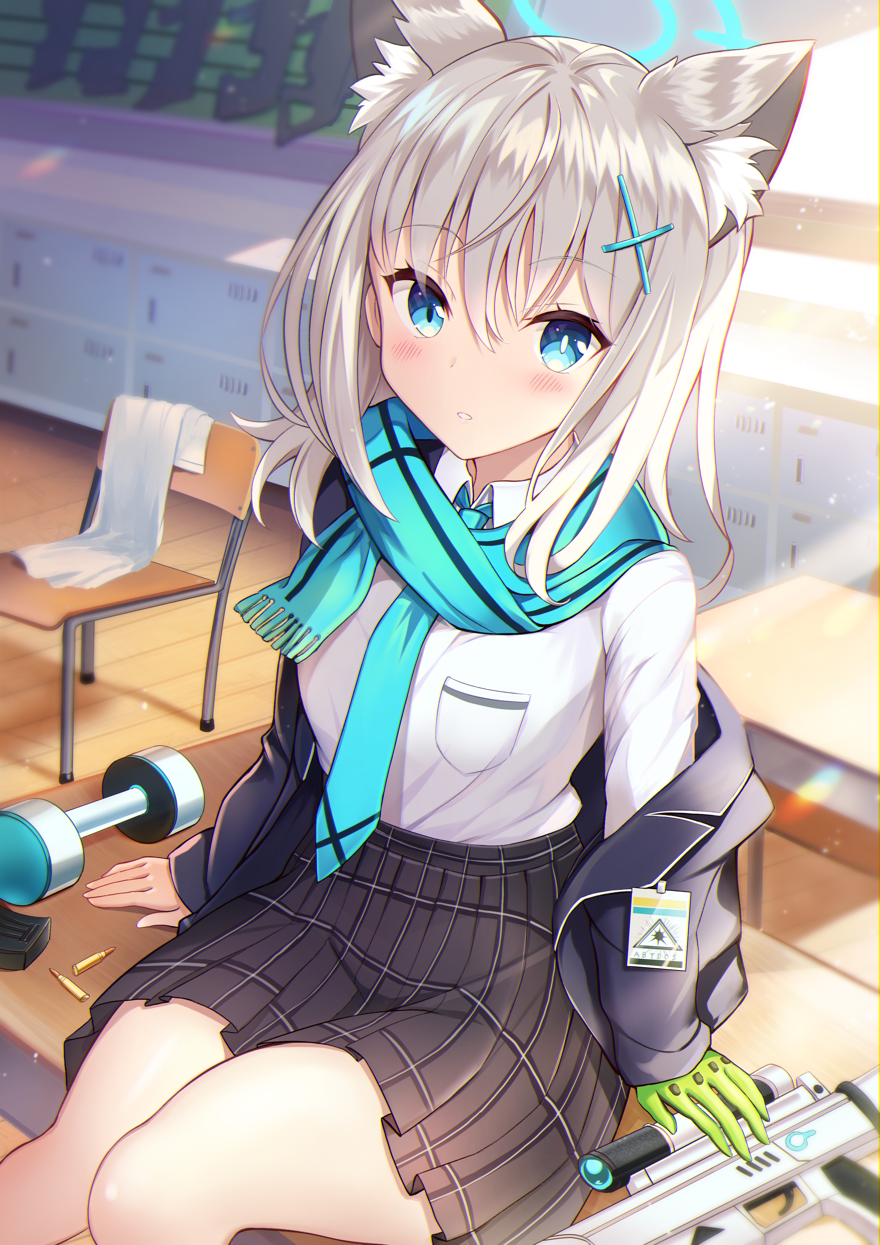 sakura ani blue archive sunaookami shiroko angel animal ears gun ...