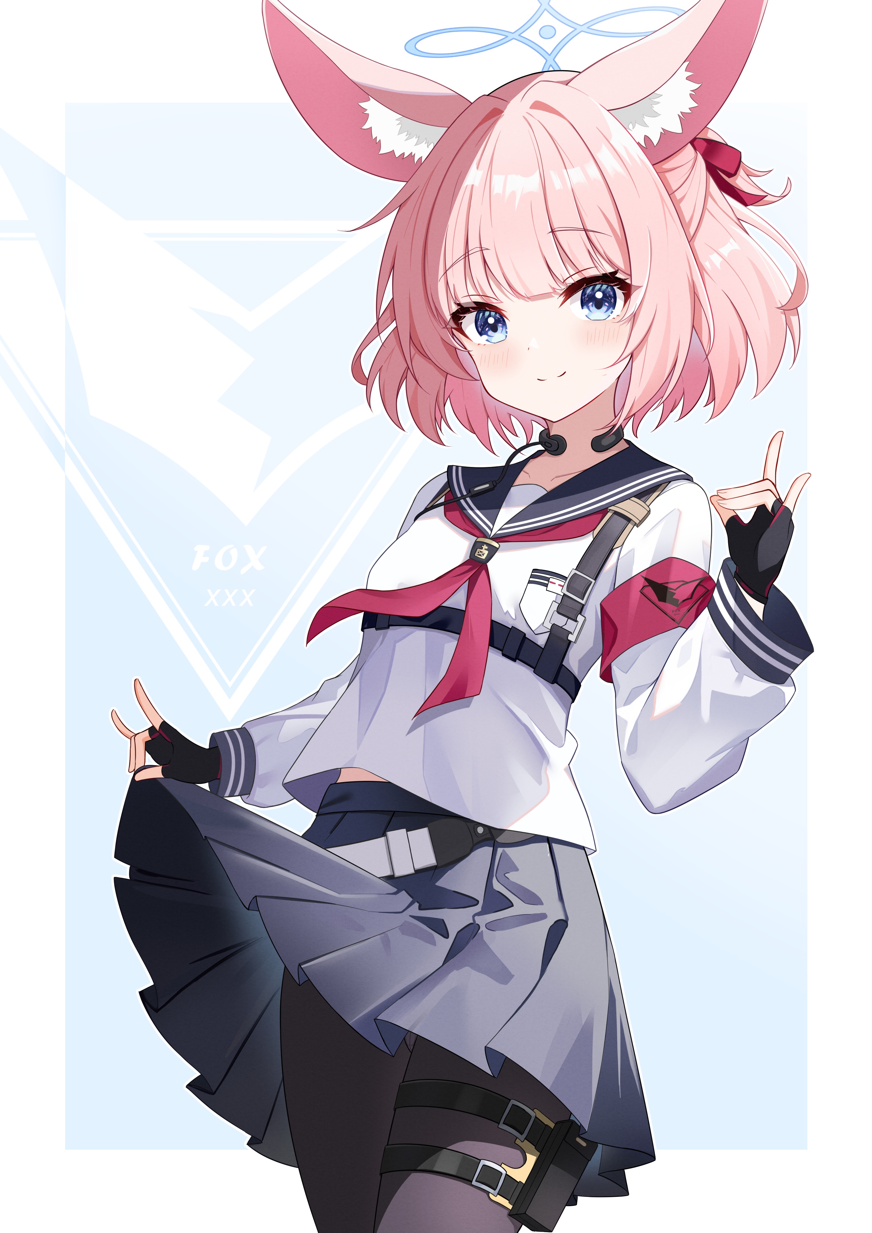 exusiai dust blue archive niko (blue archive) angel animal ears garter ...