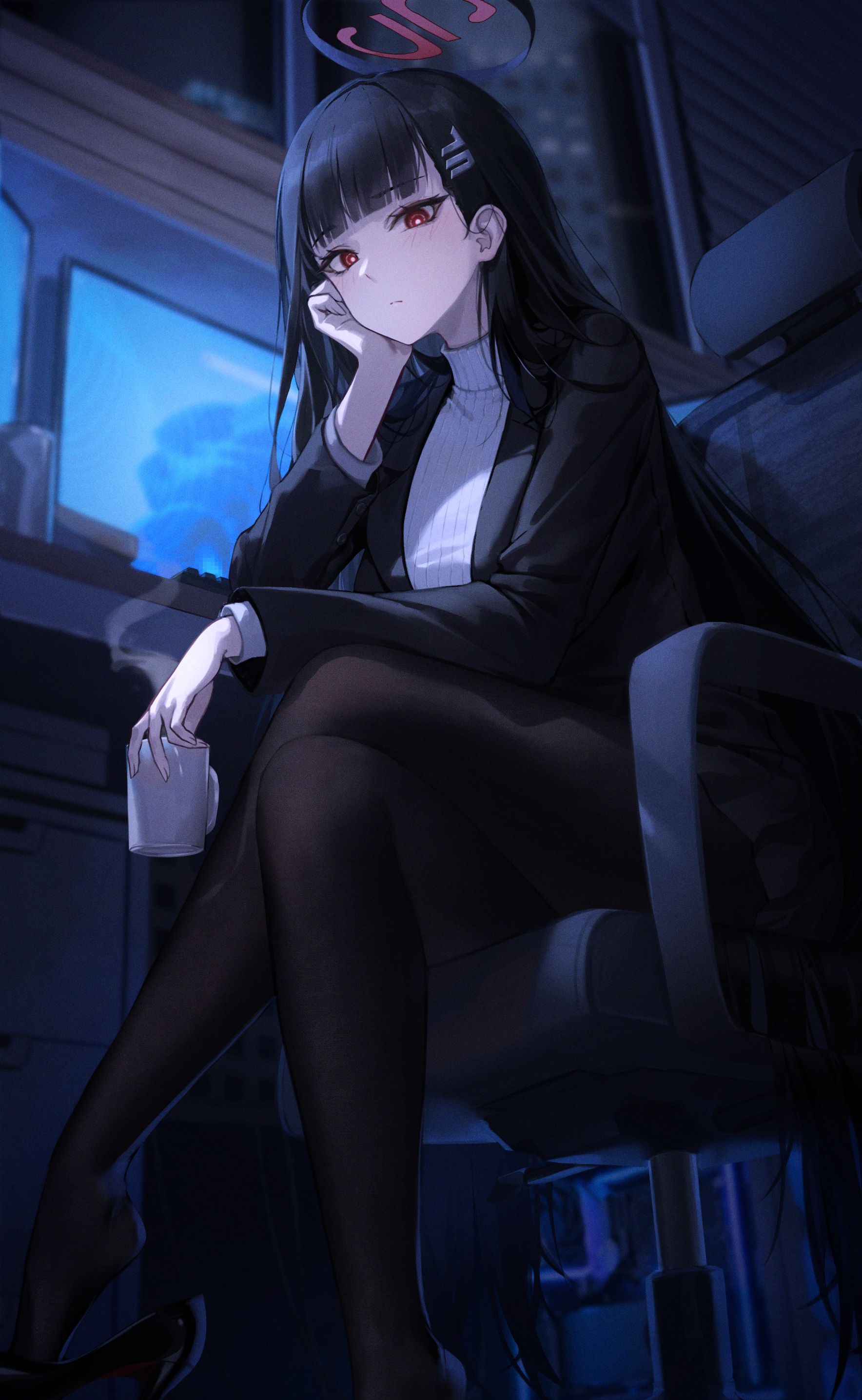wnwwnw10 blue archive tsukatsuki rio angel business suit pantyhose ...