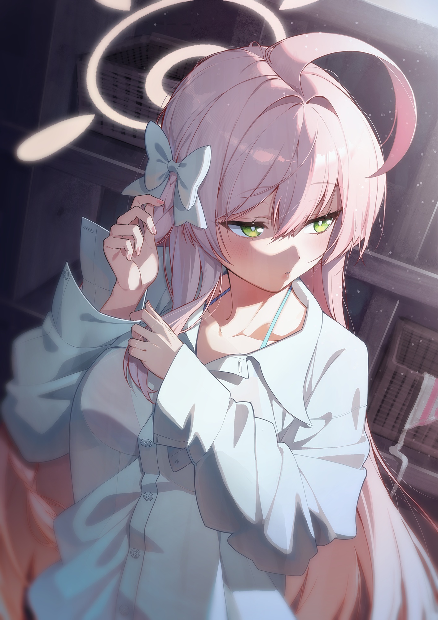 kabu (niniko2ko) blue archive urawa hanako bikini top dress shirt halo ...