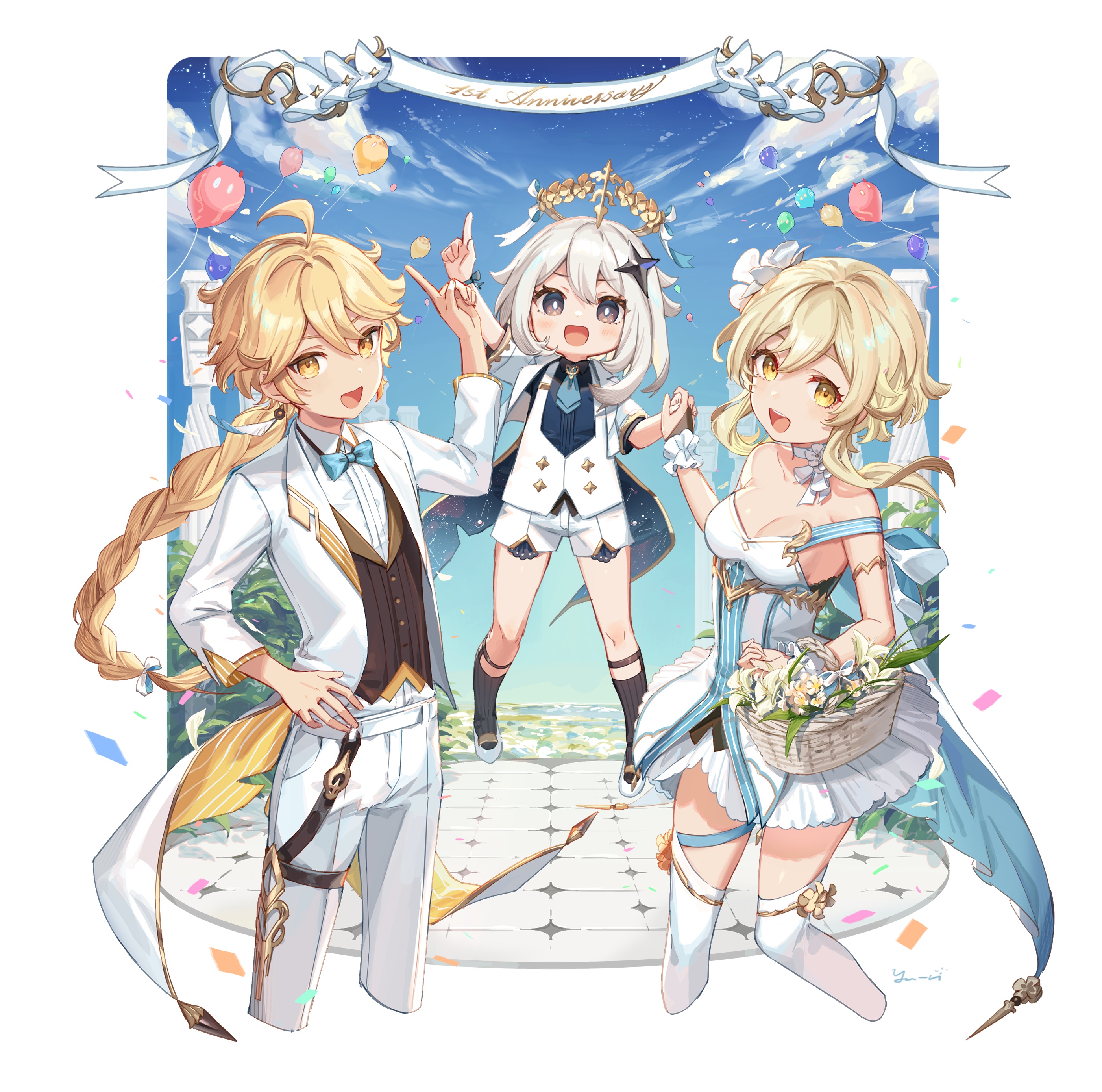 yu-ri genshin impact aether (genshin impact) lumine paimon cleavage ...