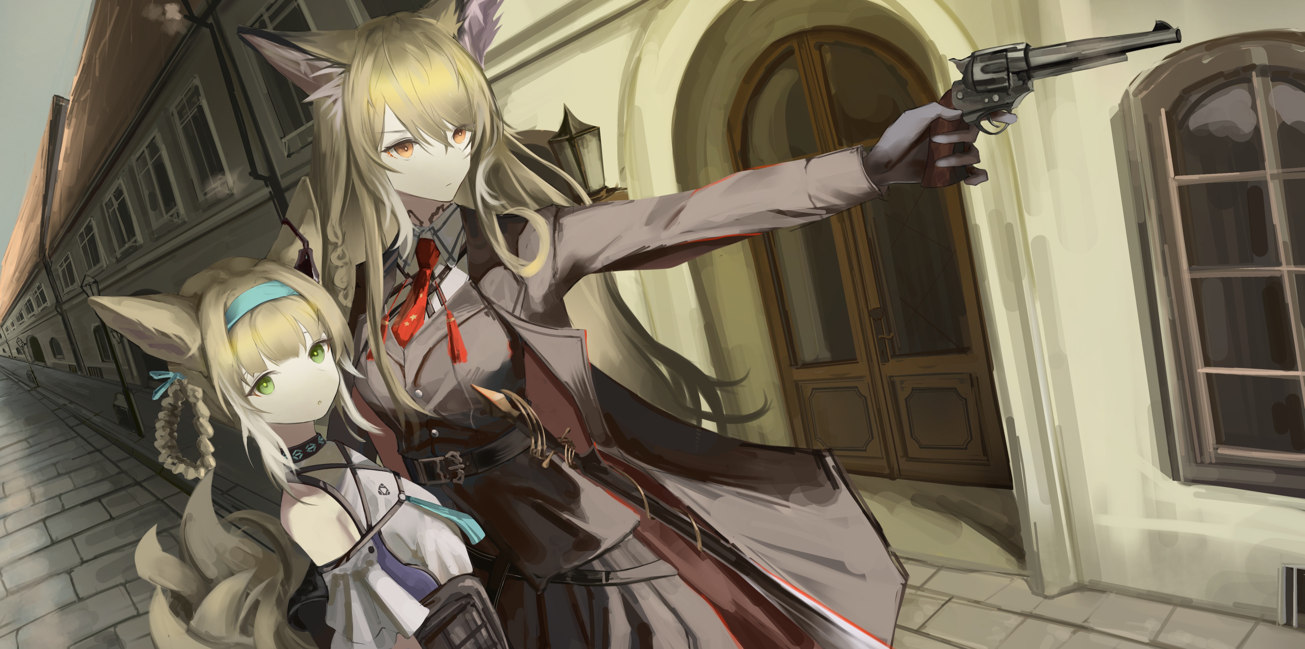 mikkan arknights suzuran (arknights) vulpisfoglia animal ears gun ...