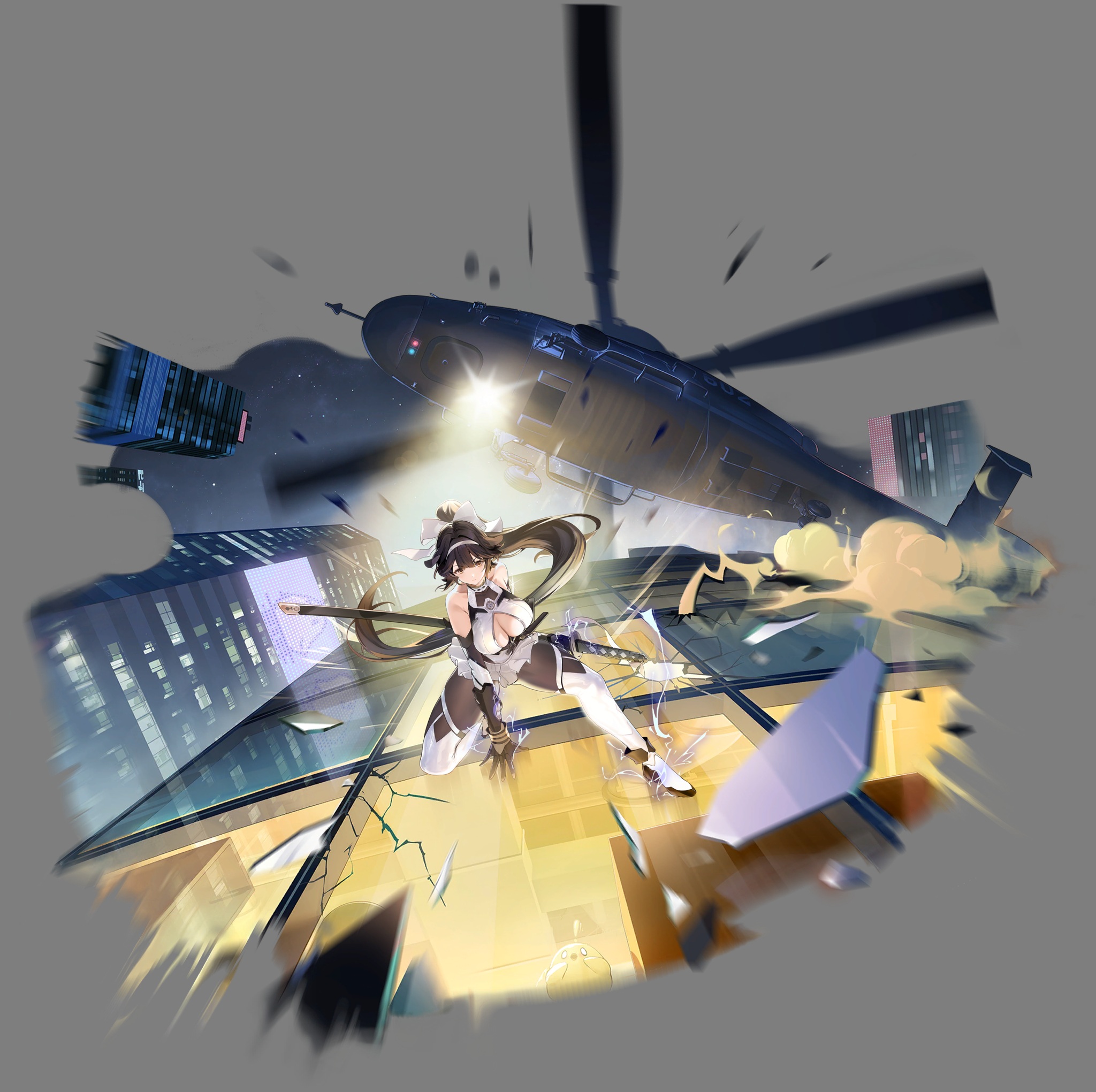 azur lane takao (azur lane) bodysuit no bra stockings sword tagme ...