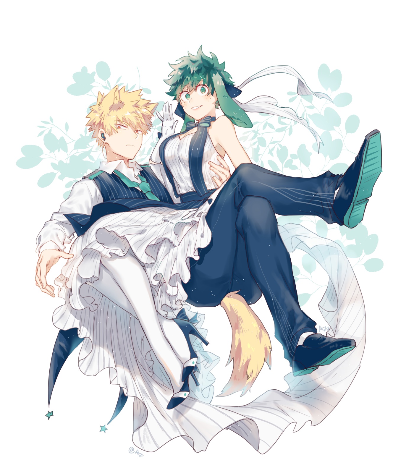 az (artist) boku no hero academia bakugou katsuki midoriya izuku animal ...