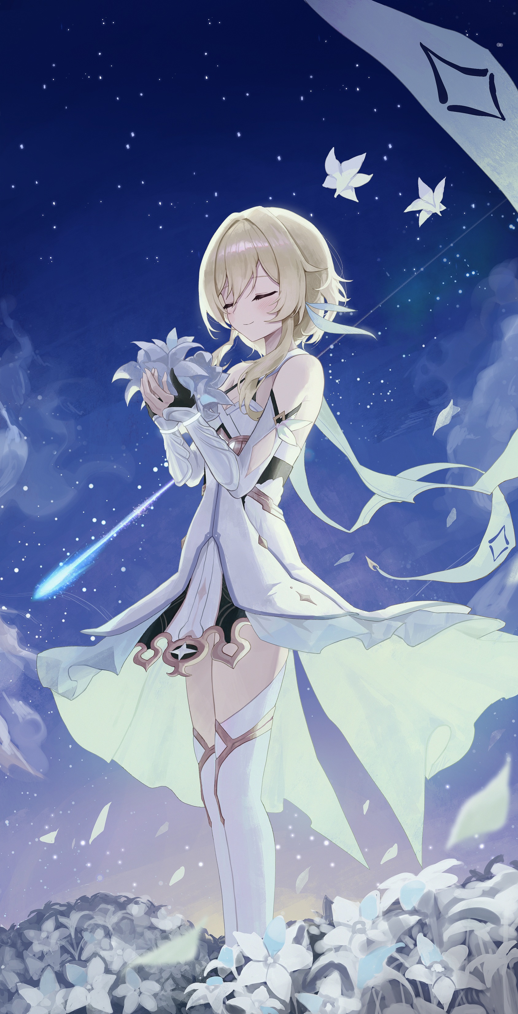 pellas (panix2383) genshin impact lumine dress thighhighs | #980465 ...