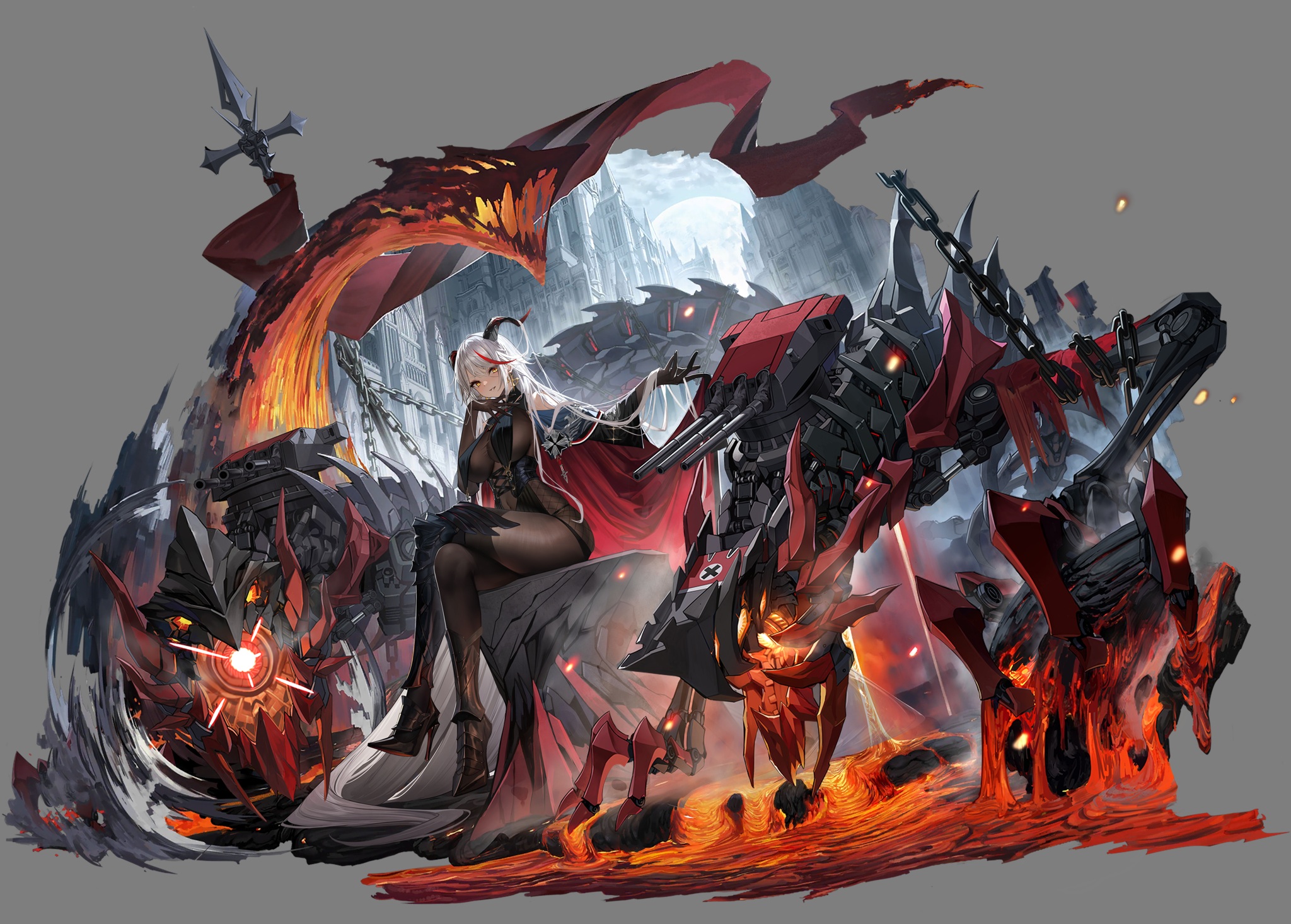 yunsang azur lane aegir (azur lane) bodysuit heels mecha thighhighs ...