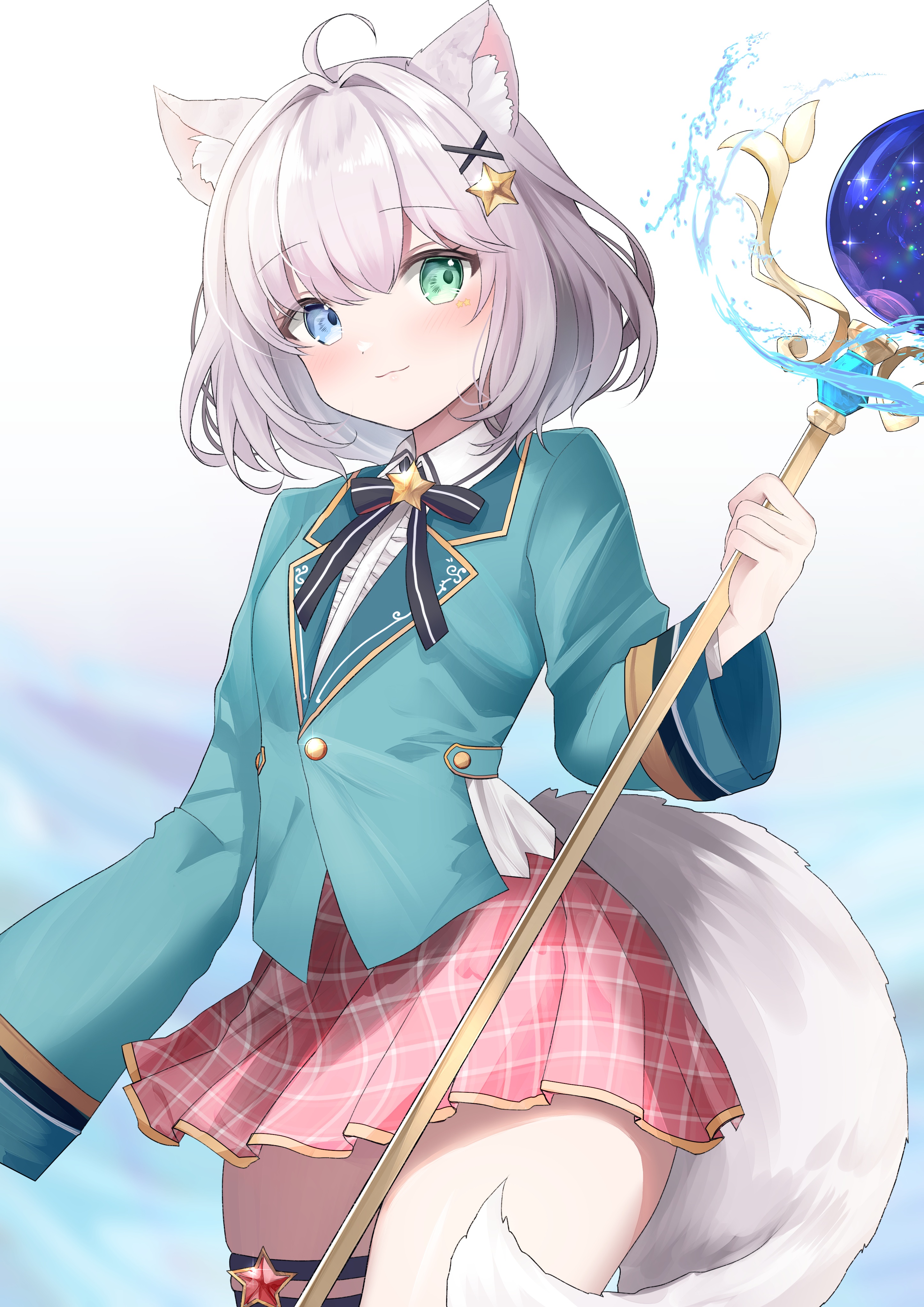 kurage cc layla (oda) animal ears garter heterochromia seifuku tail ...