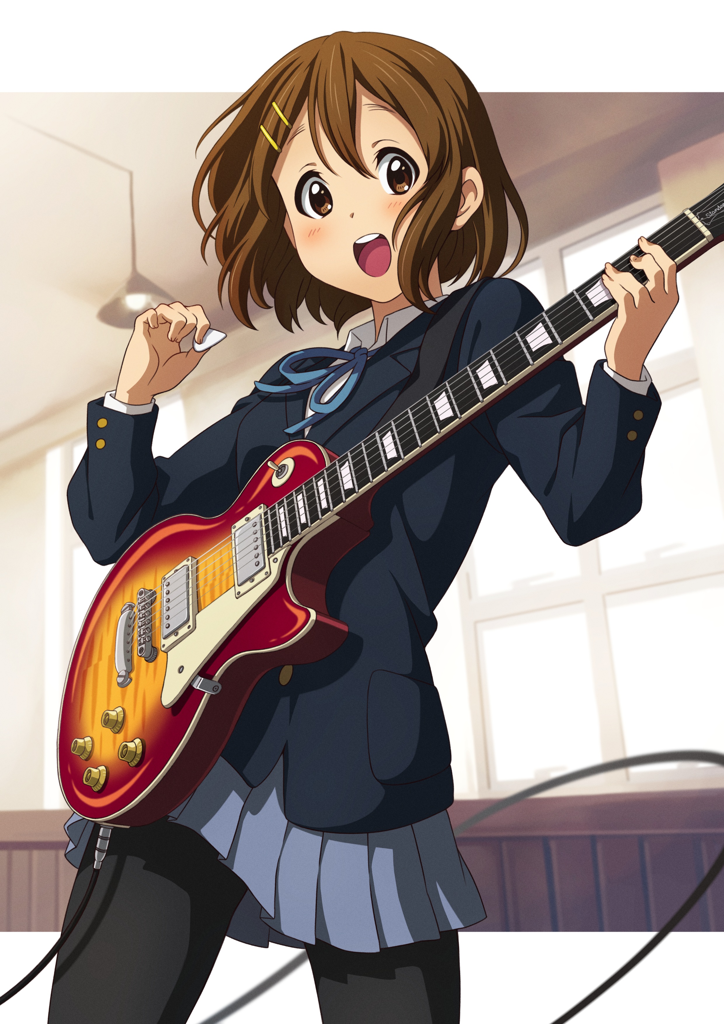sumaboooo k-on! hirasawa yui guitar pantyhose seifuku | #1159413 | yande.re