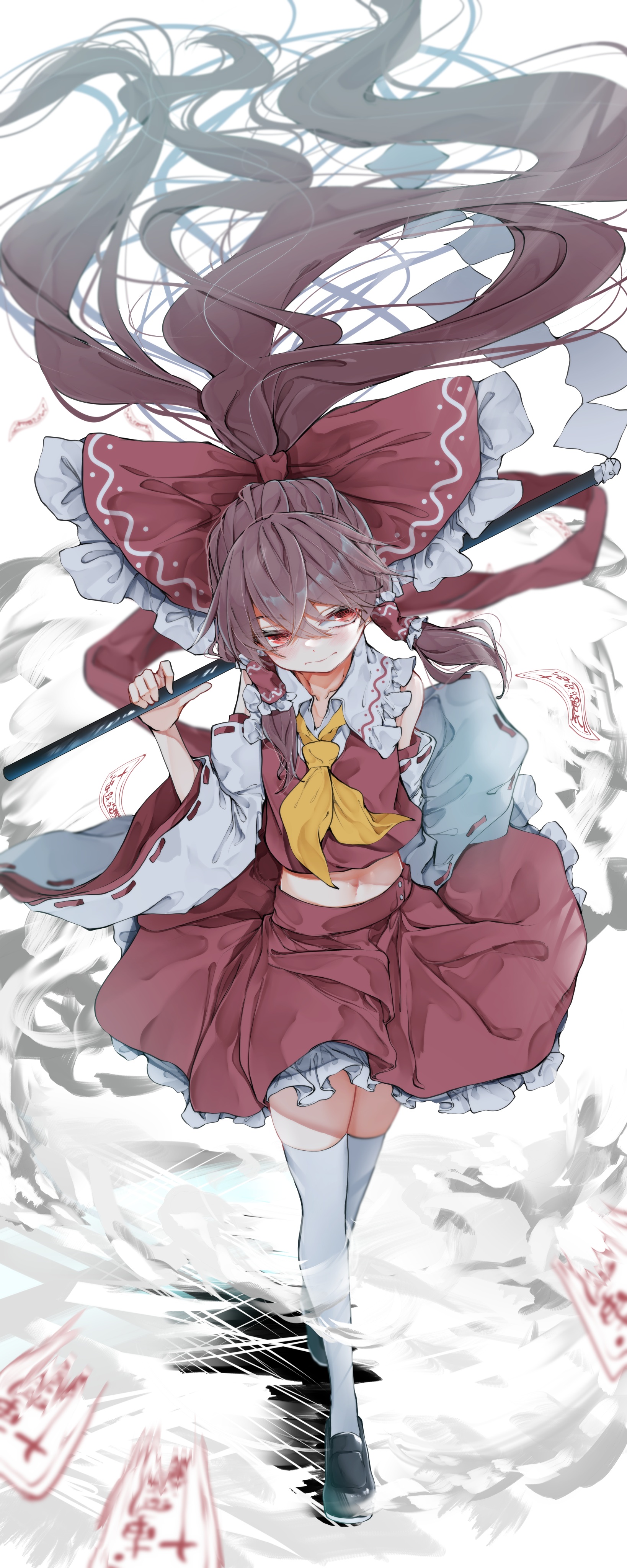 tsune (tune) touhou hakurei reimu miko skirt lift thighhighs | #1022004 ...