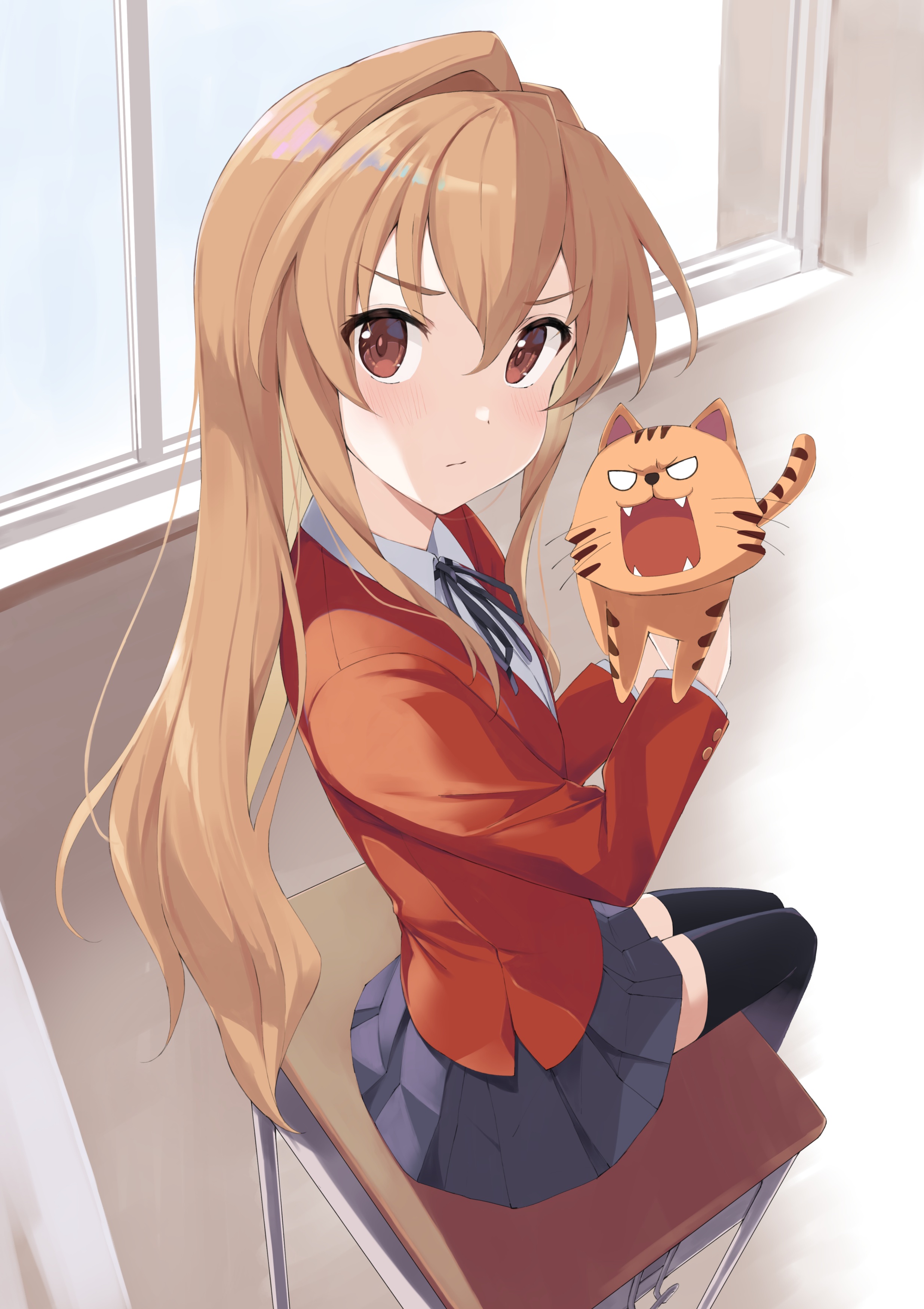 marie (pixiv31942978) toradora! aisaka taiga neko seifuku thighhighs ...
