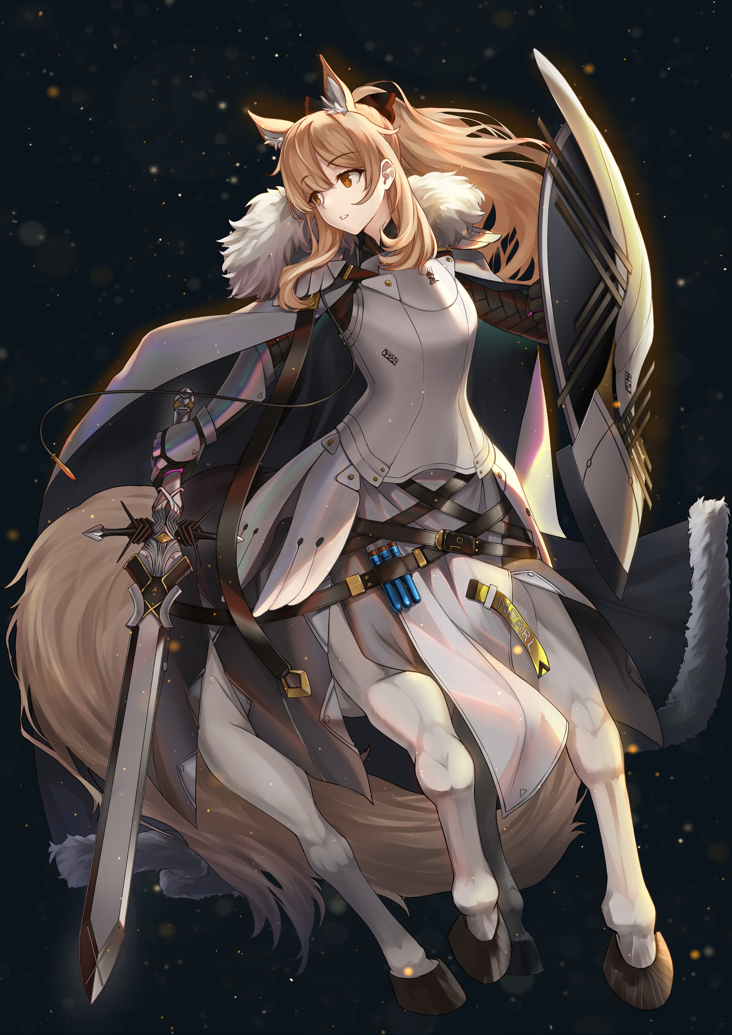arknights blemishine (arknights) animal ears armor monster girl sword ...