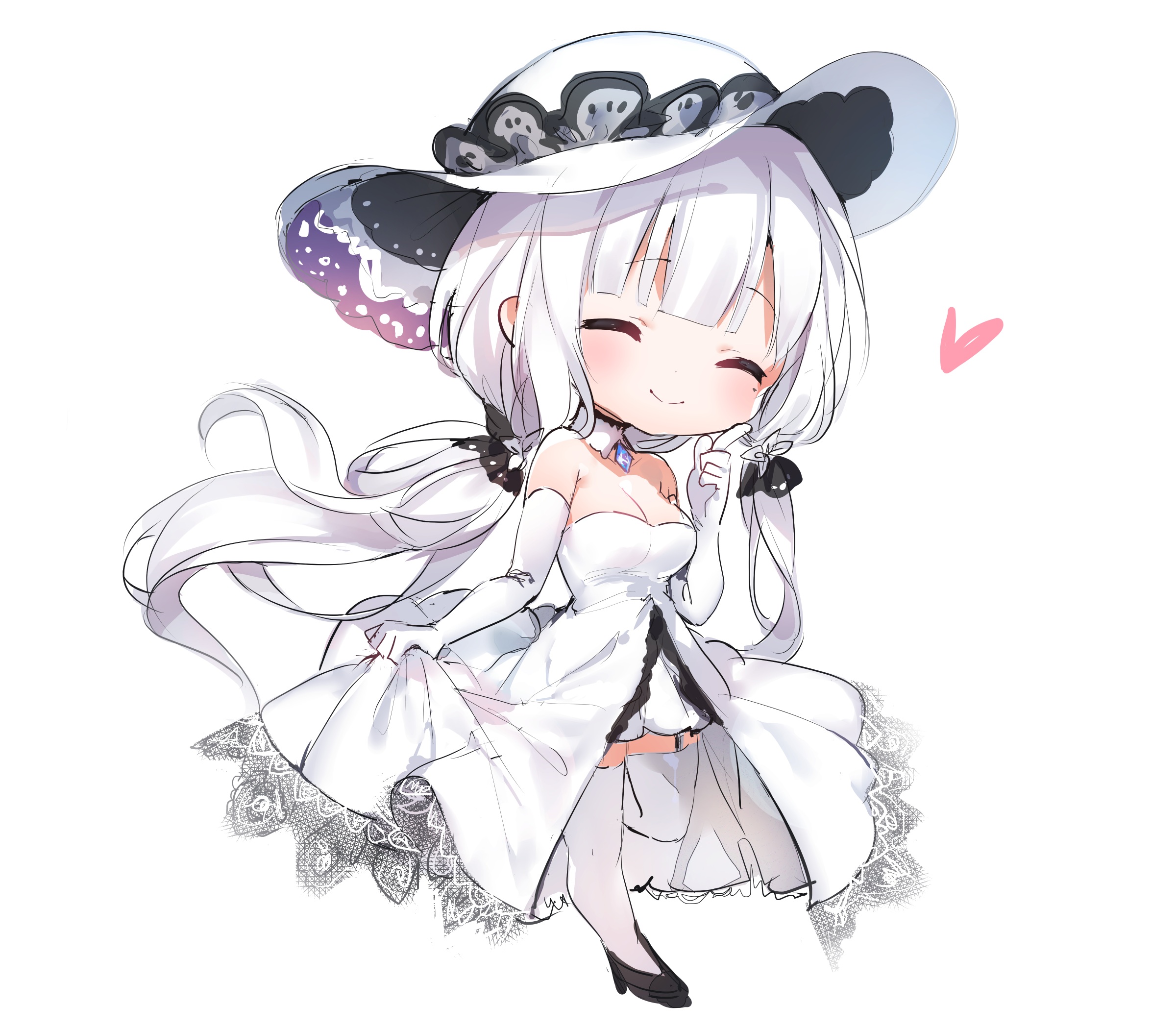 umibouzu azur lane illustrious (azur lane) chibi cleavage dress heels ...